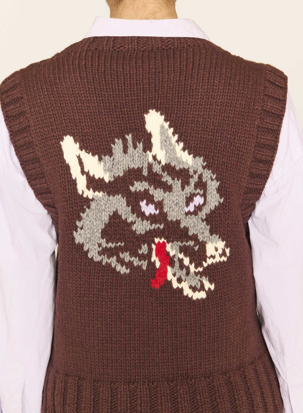 YMC Heidi Wolf Knit Vest - Brown | Garmentory