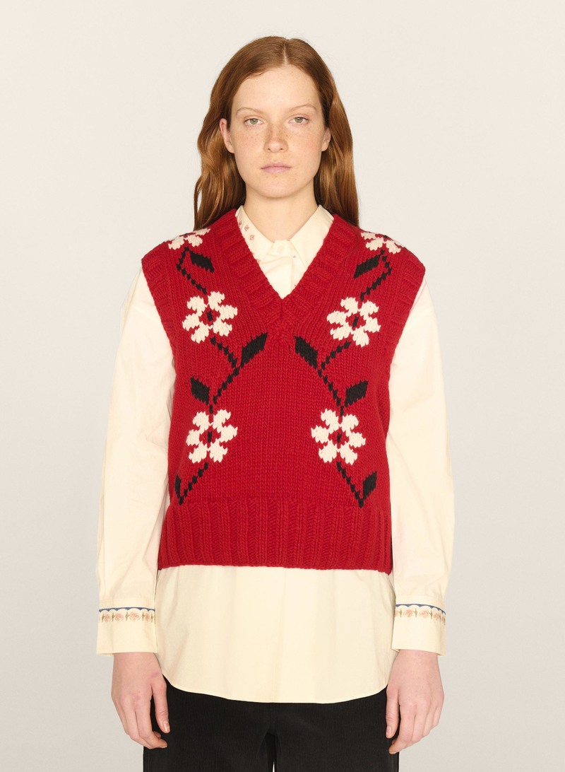 YMC Heidi Flower Vest - Red | Garmentory