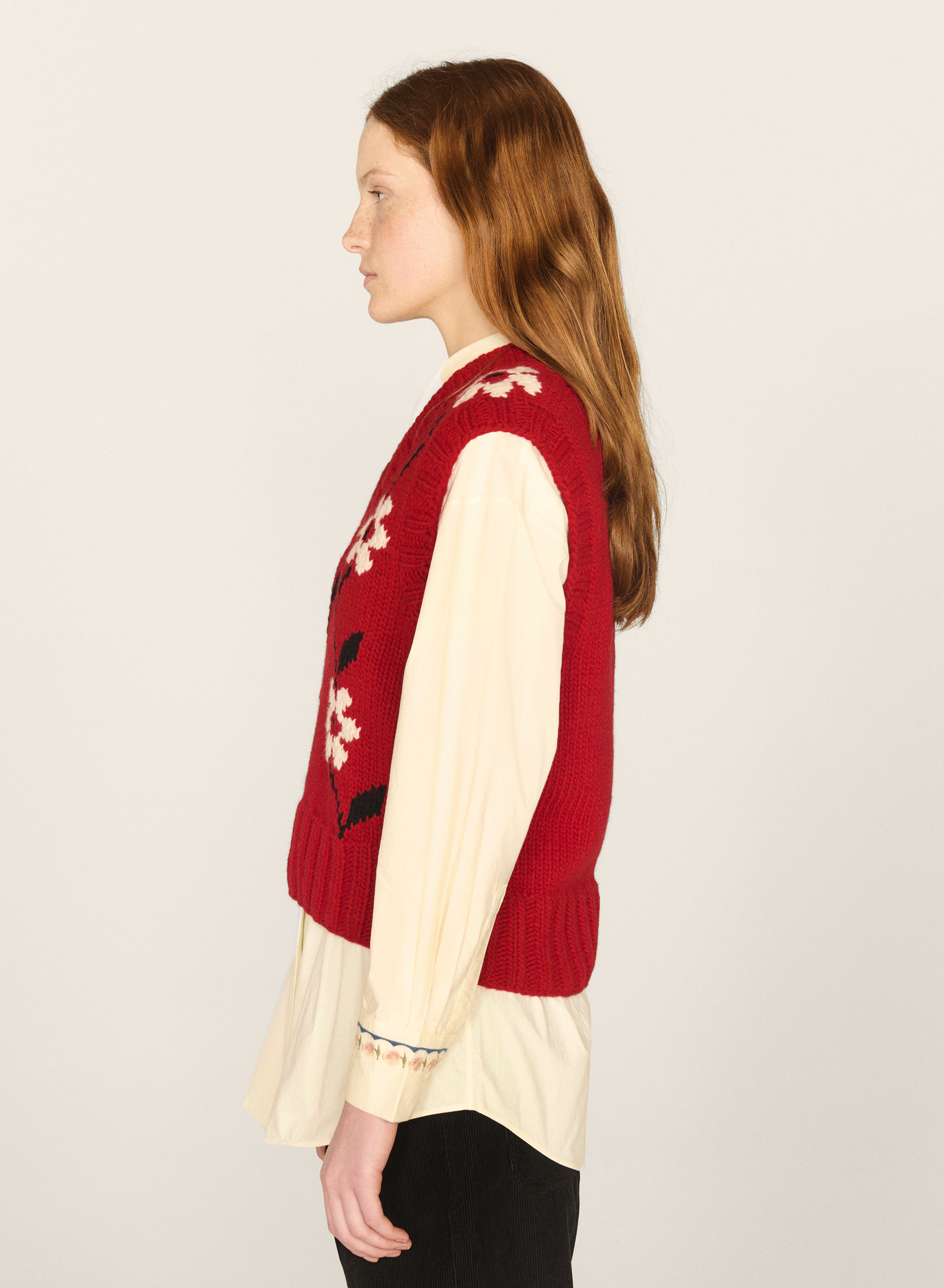 YMC Heidi Flower Vest - Red | Garmentory