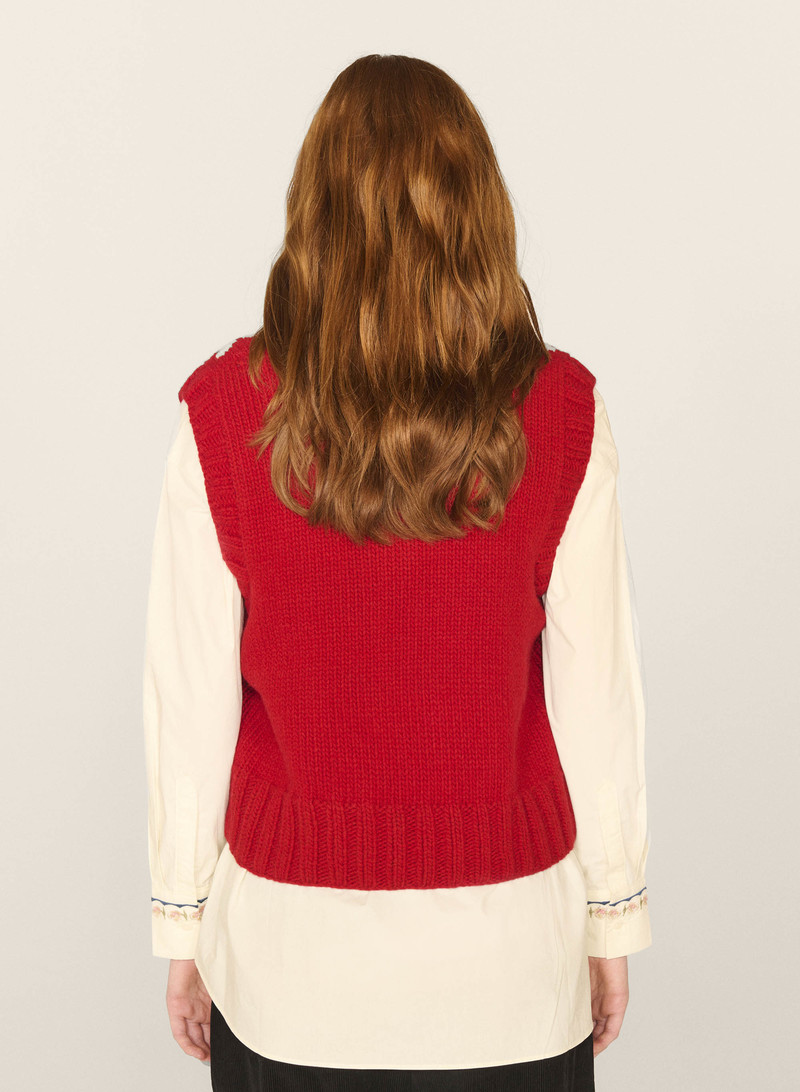YMC Heidi Flower Vest - Red | Garmentory