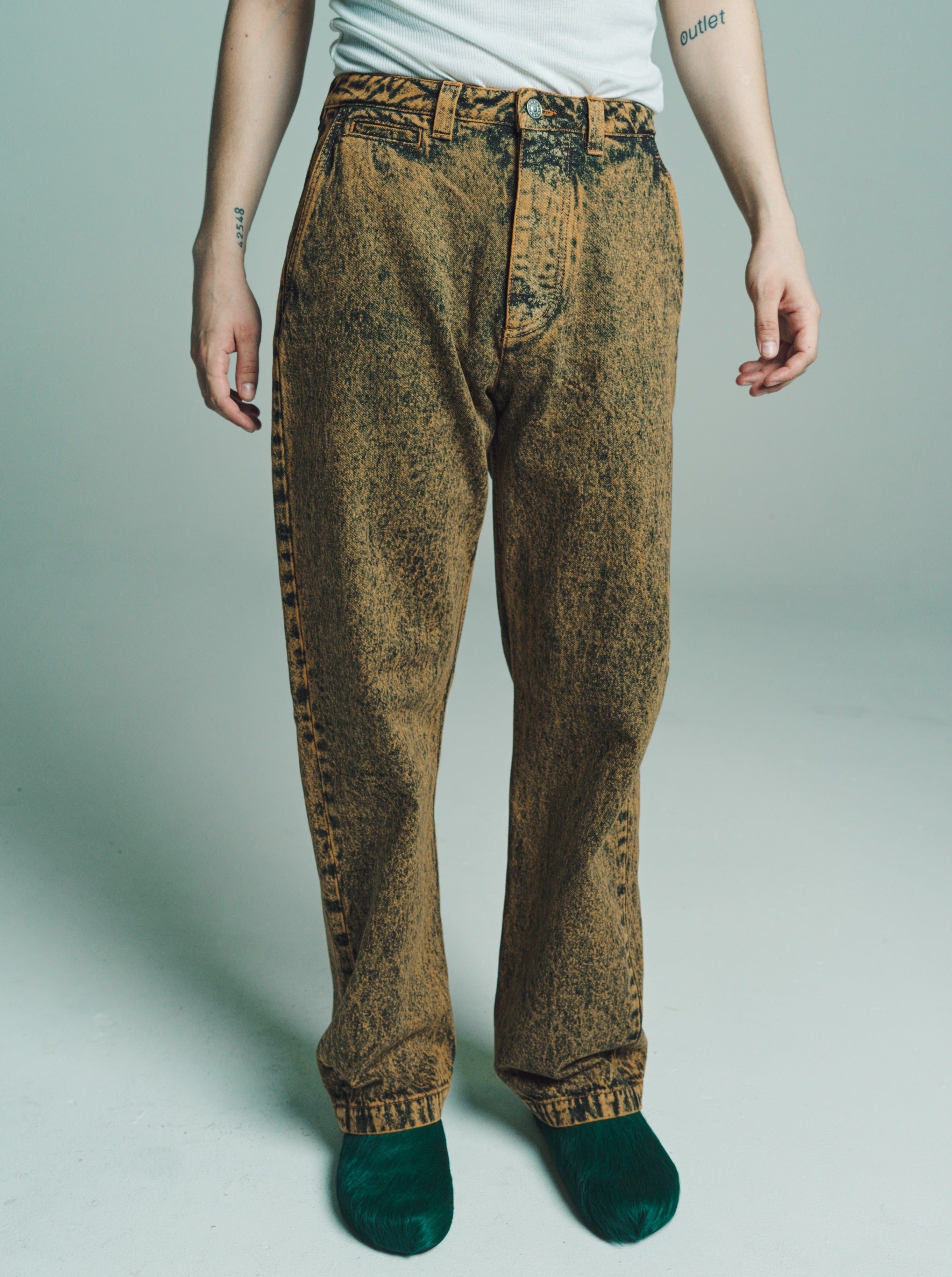 Marni Marble Dyed Denim Trousers - Brown | Garmentory