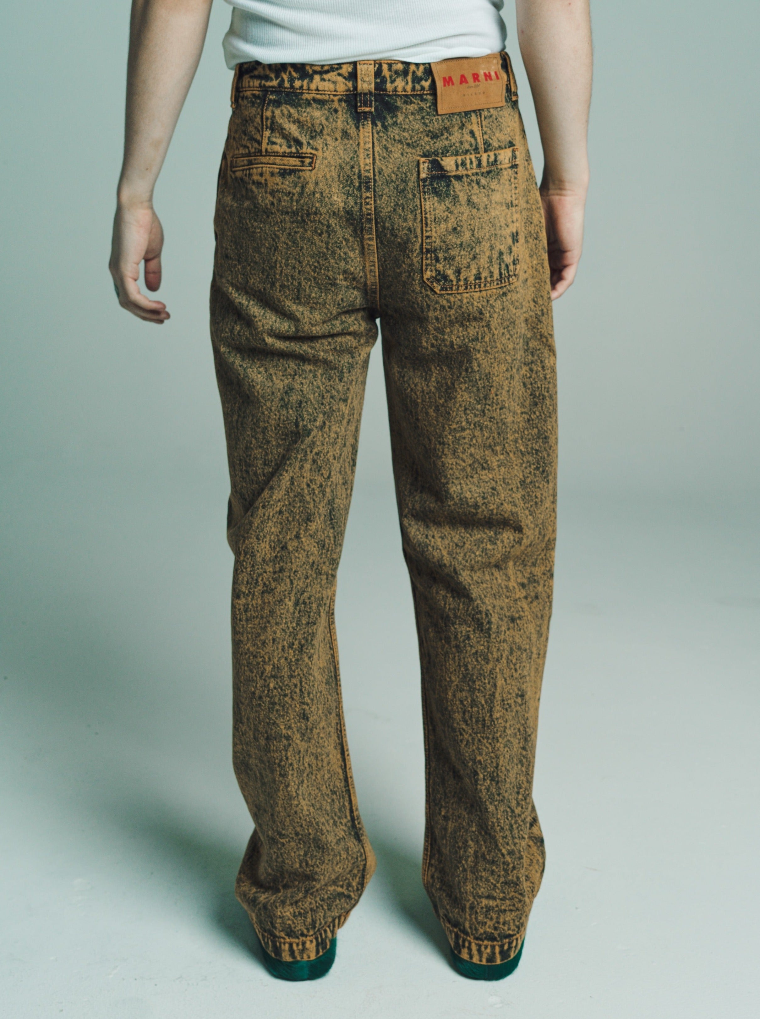 Marni Marble Dyed Denim Trousers - Brown | Garmentory