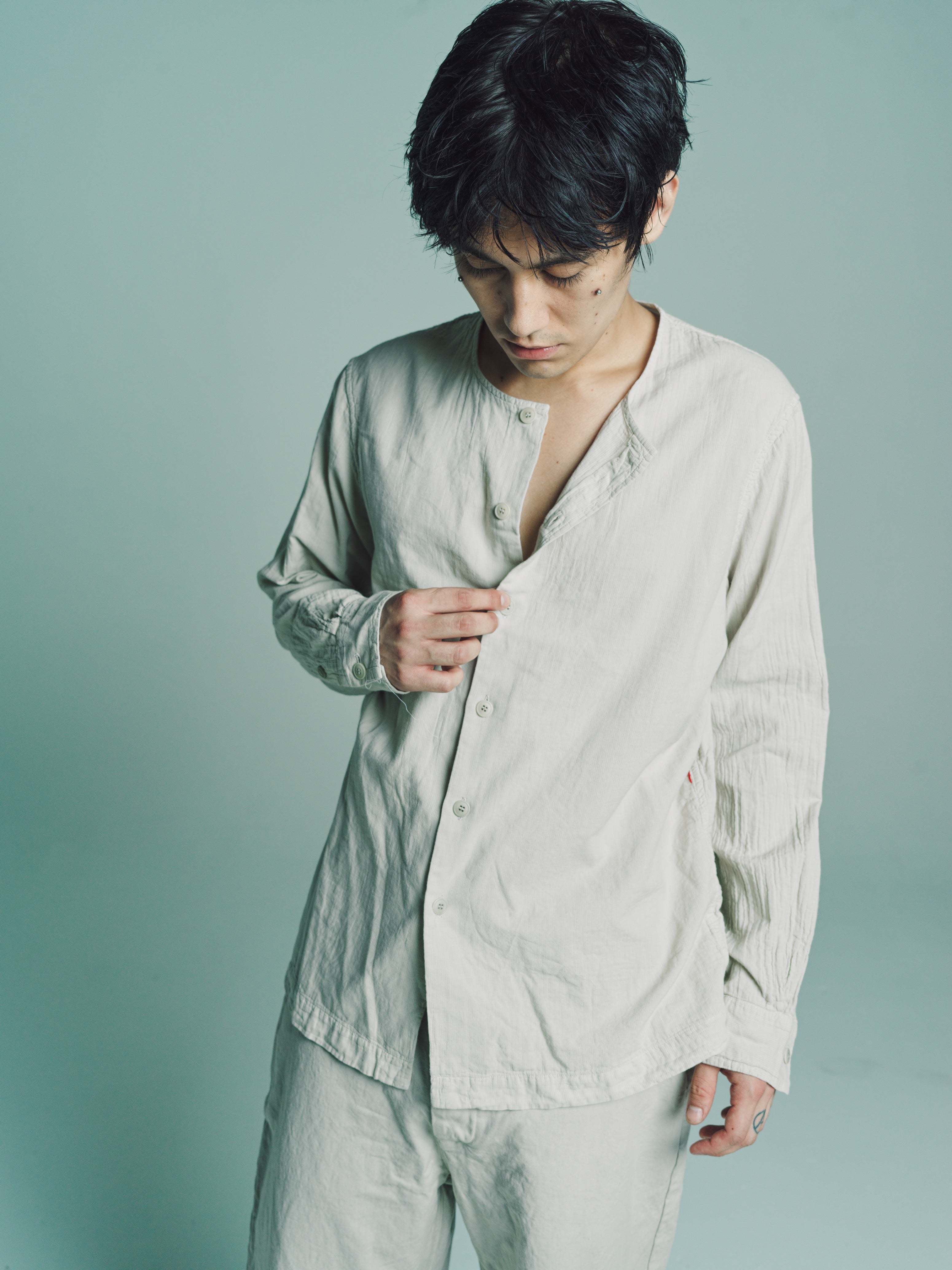 Cotton Concrete Overdyed Double Verger Shirt - Khaki | Garmentory