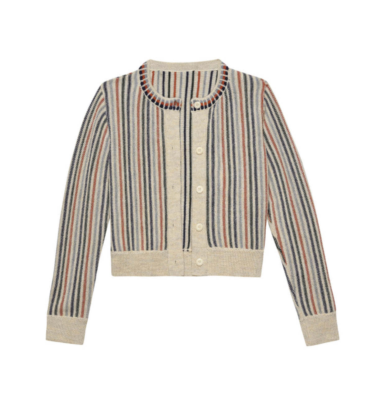 The Great. THE TINY CARDIGAN - CREAM TICKING STRIPE | Garmentory
