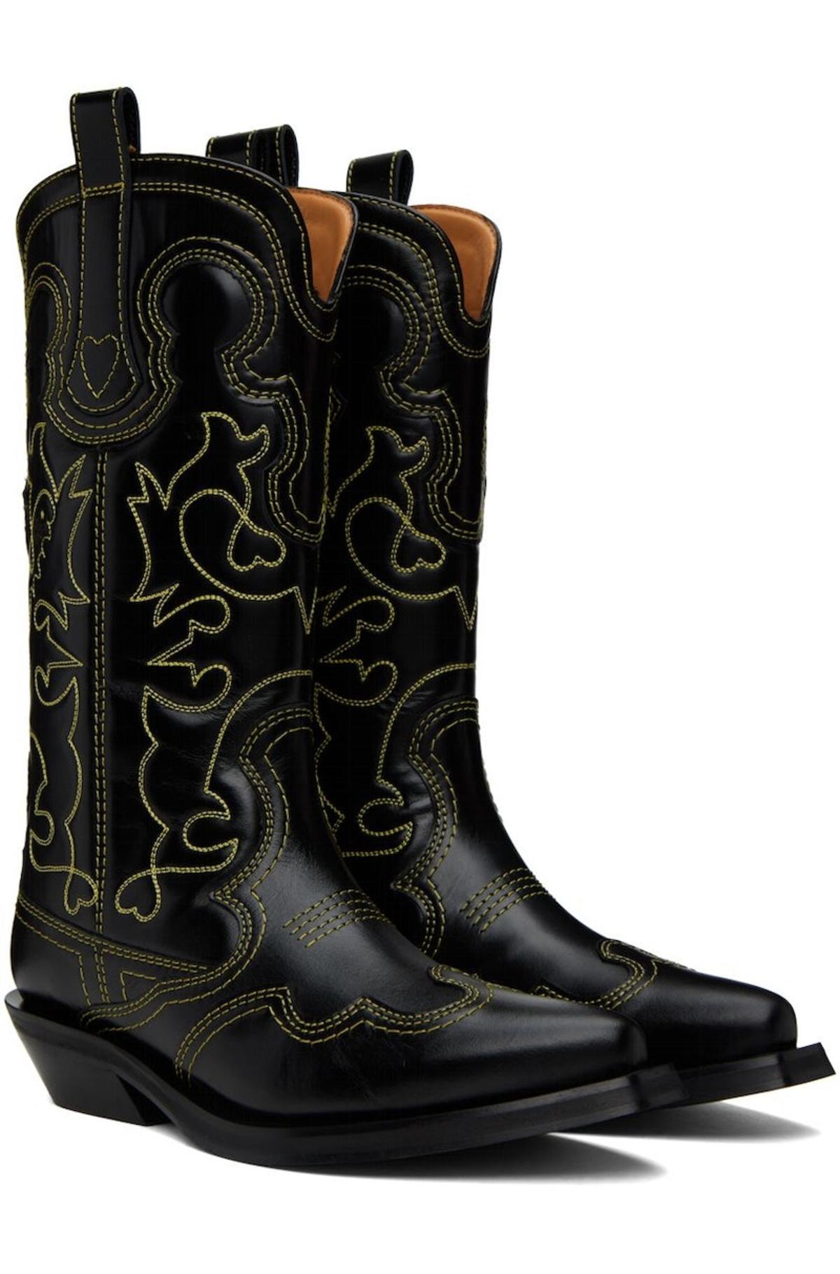 Ganni Western Boots - Black | Garmentory