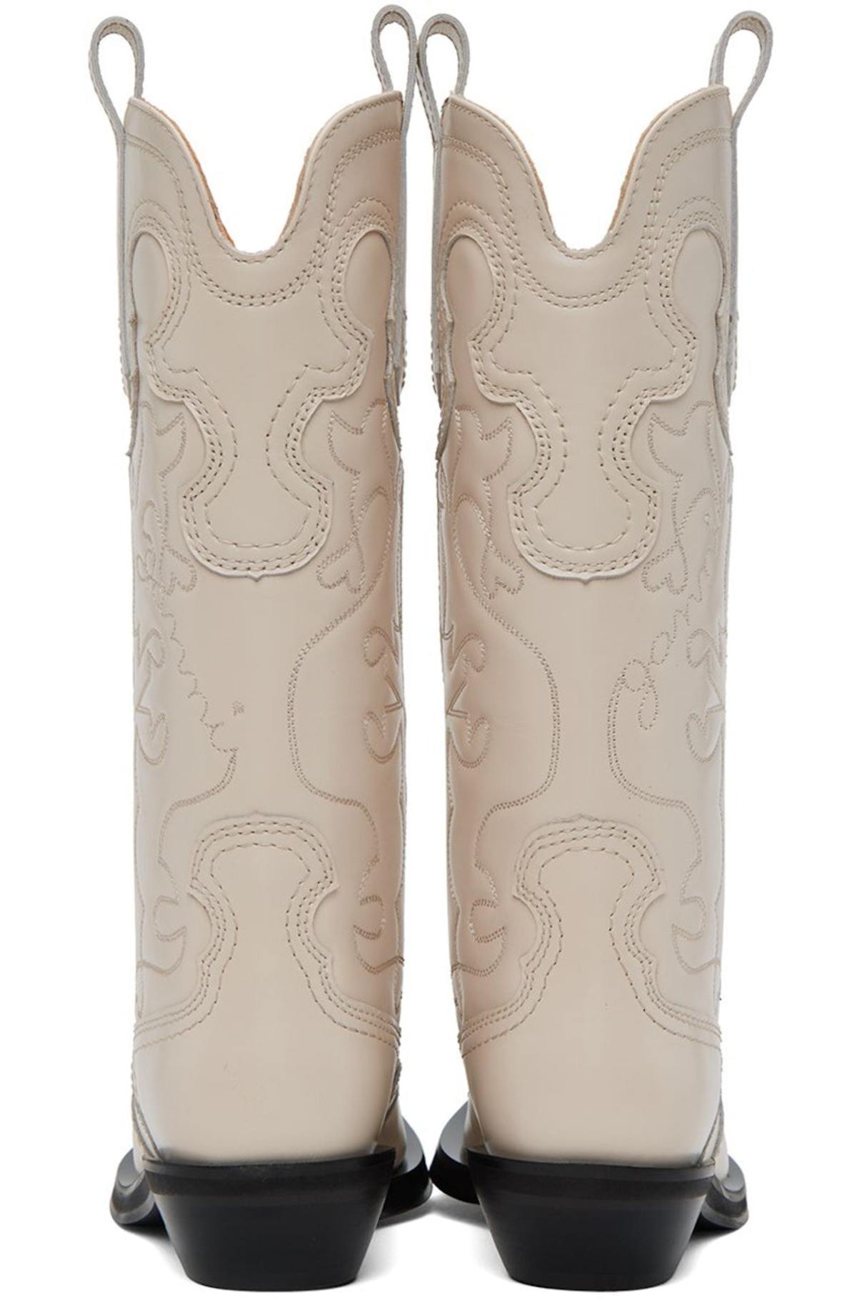 Ganni Beige Western Boots - Egret | Garmentory