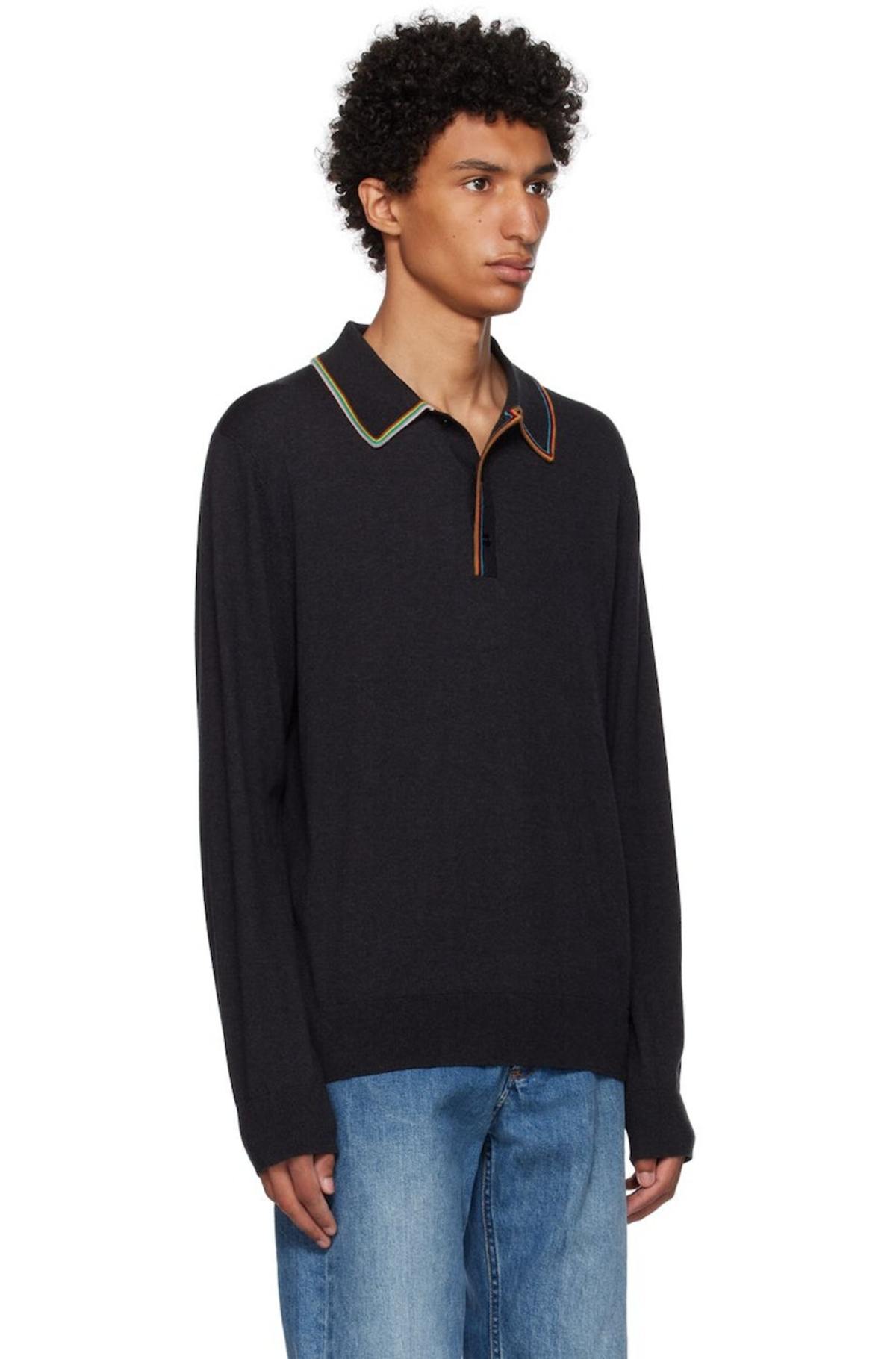 PAUL SMITH Signature Stripe Polo - Charcoal Gray | Garmentory