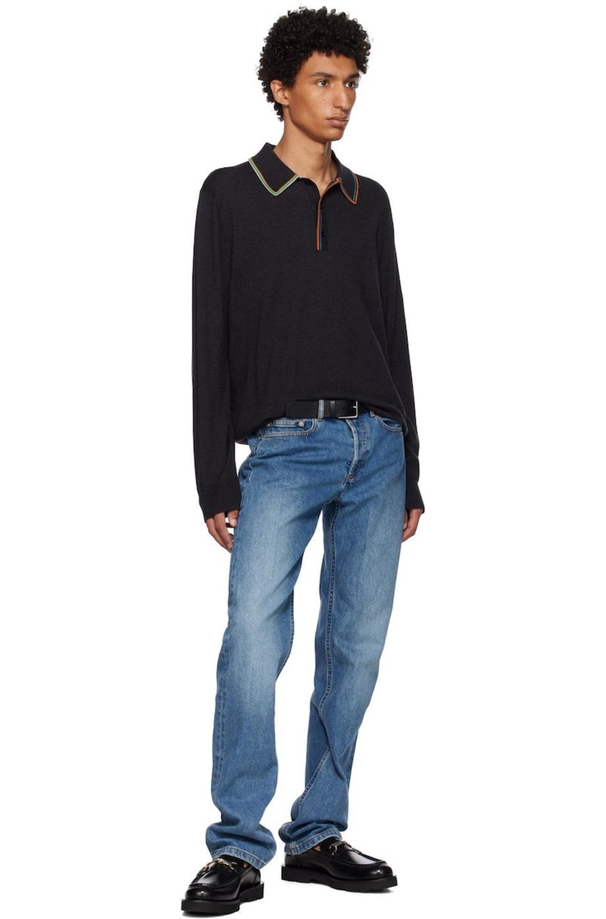 PAUL SMITH Signature Stripe Polo - Charcoal Gray | Garmentory