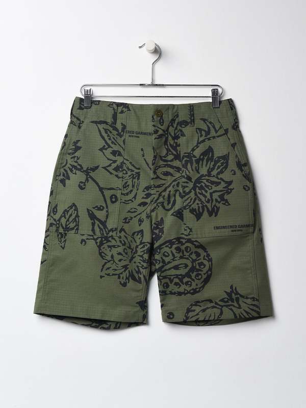 Engineered Garments Ripstop Fatigue Short - Olive Floral Print | Garmentory