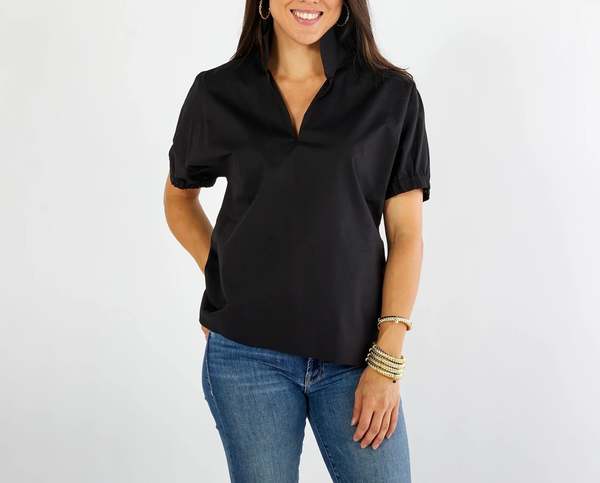 Caryn Lawn Betsy Collar Top - Black | Garmentory