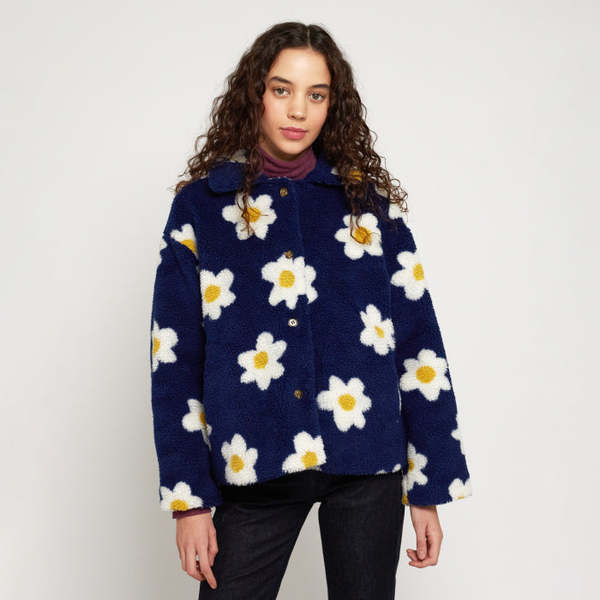 Bobo Choses Woman Flower Jacquard Jacket - Navy Blue | Garmentory
