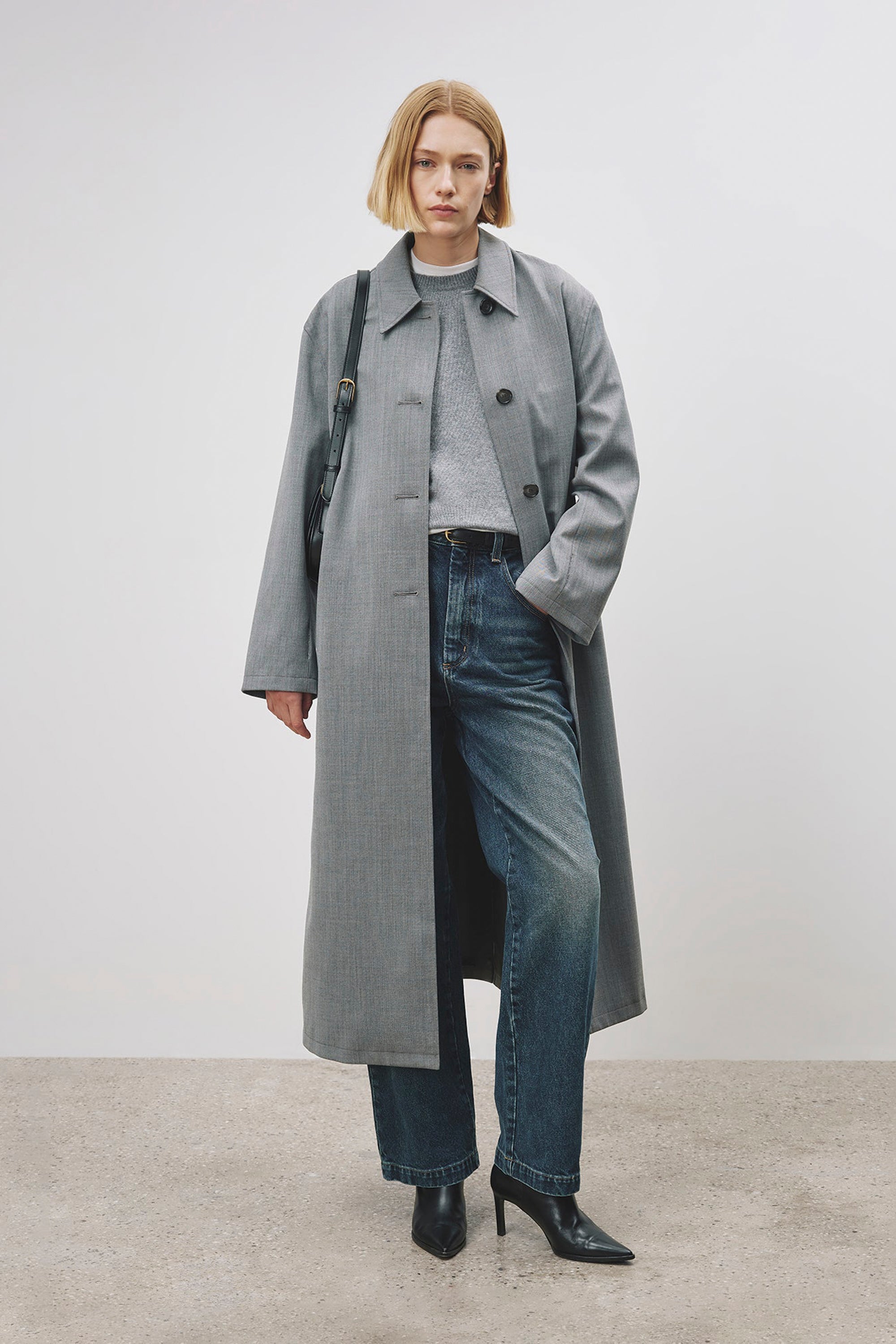 Nili Lotan Adrien Long Duster Coat - Light Grey | Garmentory