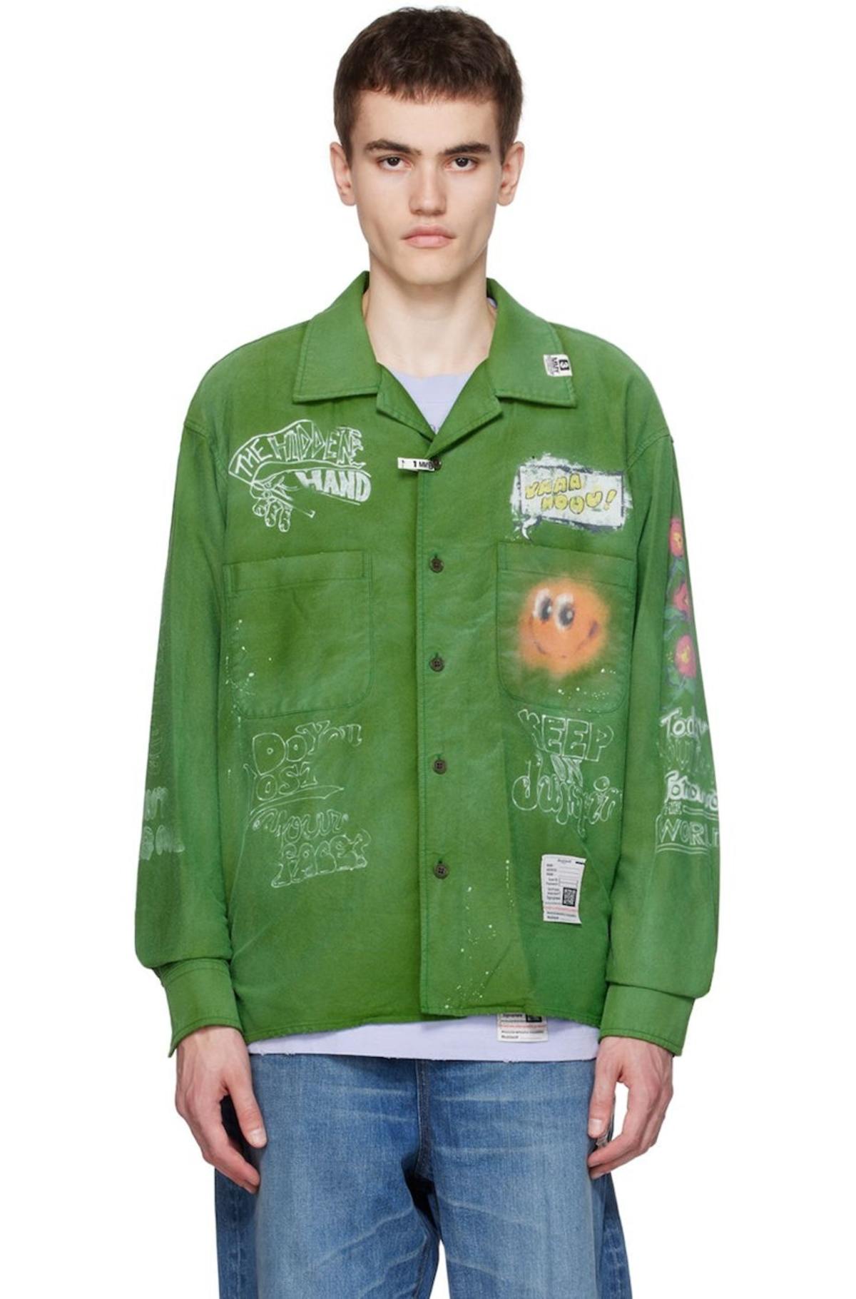 Mihara Yasuhiro Distressed Shirt - Green | Garmentory