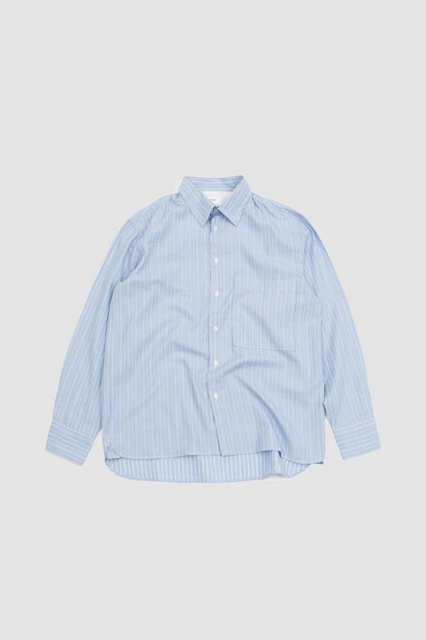 Universal Works Square Pocket Shirt - Posh Stripe Blue | Garmentory