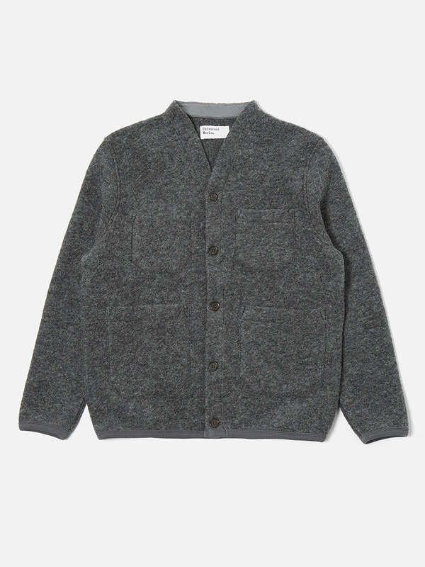 Universal Works Wool fleece Cardigan in Grey Marl | Garmentory