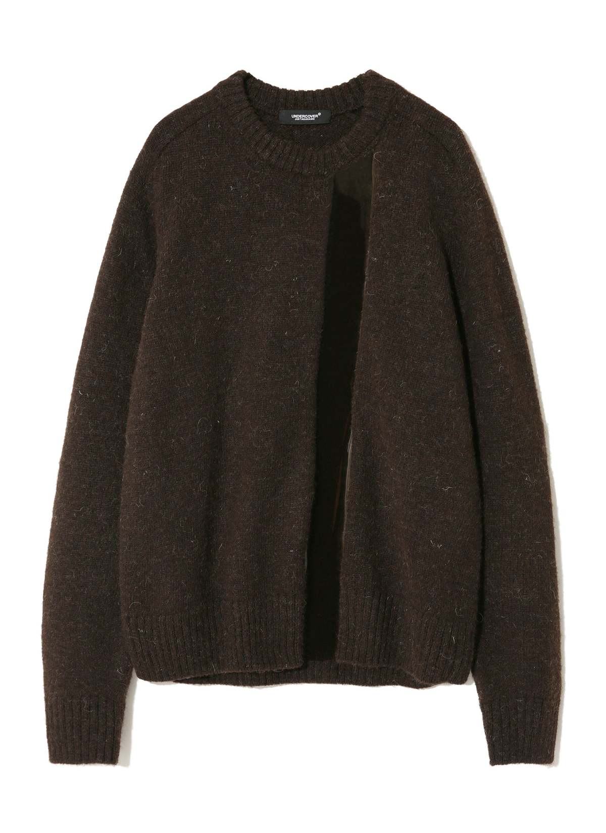 UNDERCOVER PVC SWITCHING WOOL SWEATER - DARK BROWN | Garmentory
