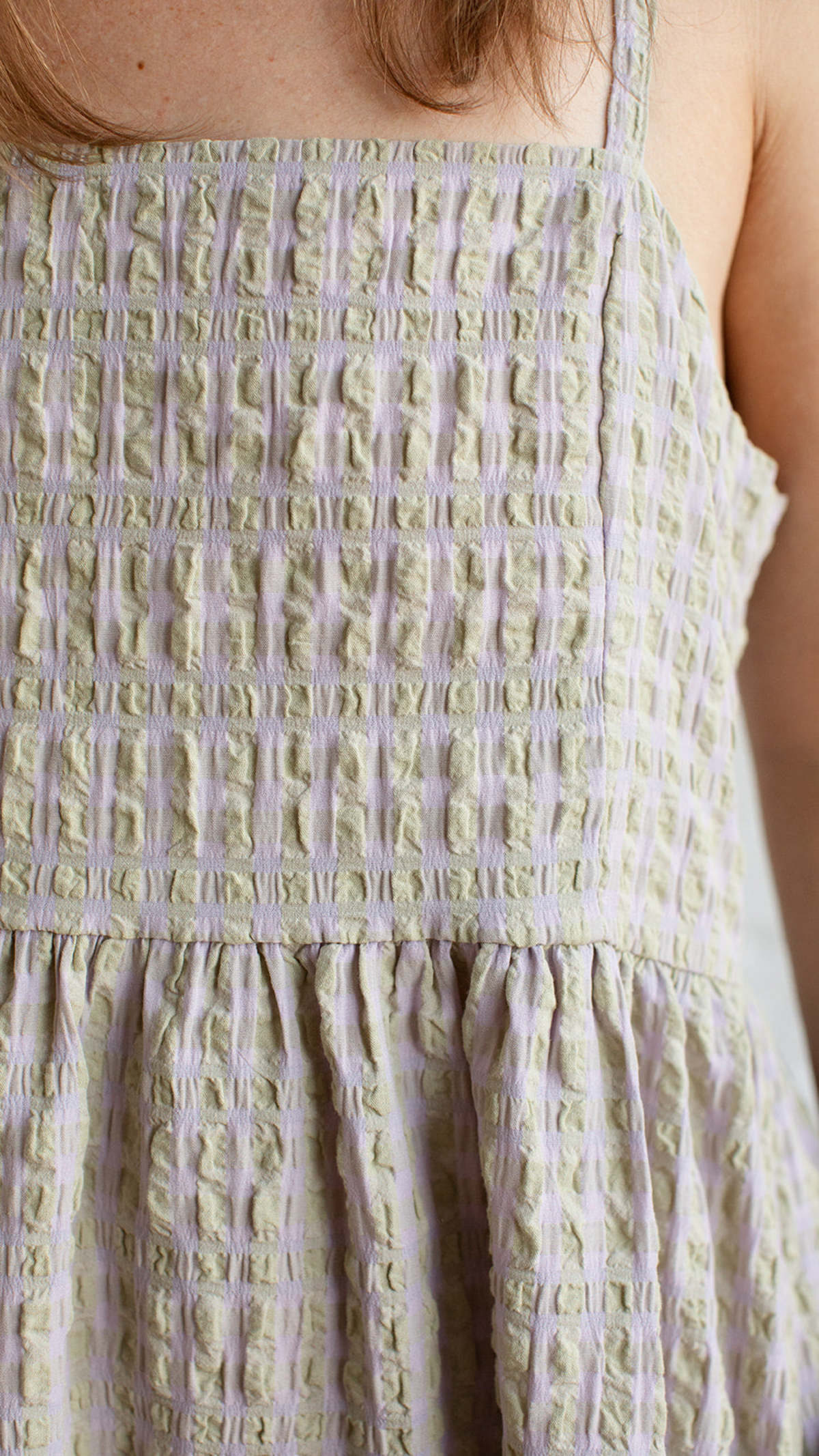 Grade & Gather Lilac Gingham Midi - Lilac | Garmentory