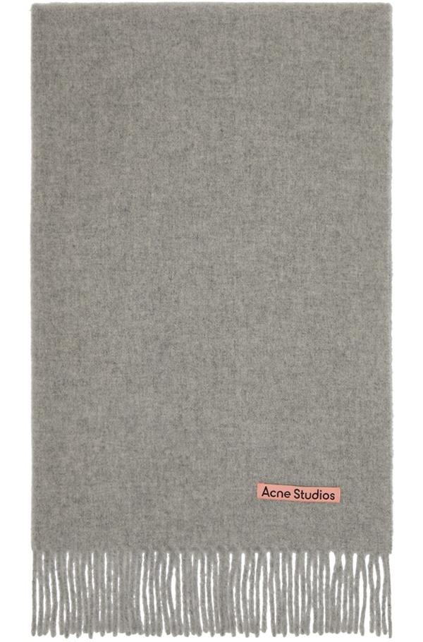 Acne Studios Narrow Fringe Scarf - Gray | Garmentory