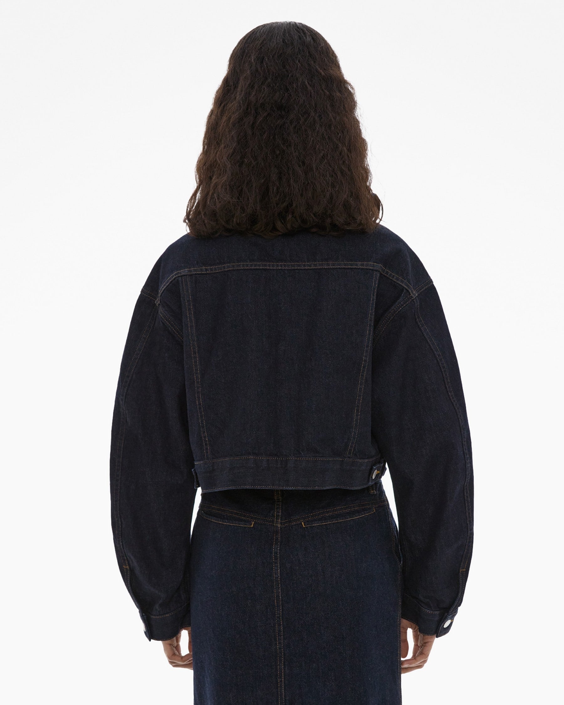 Helmut Lang Cropped Denim Trucker Jacket - Indigo Rinse | Garmentory