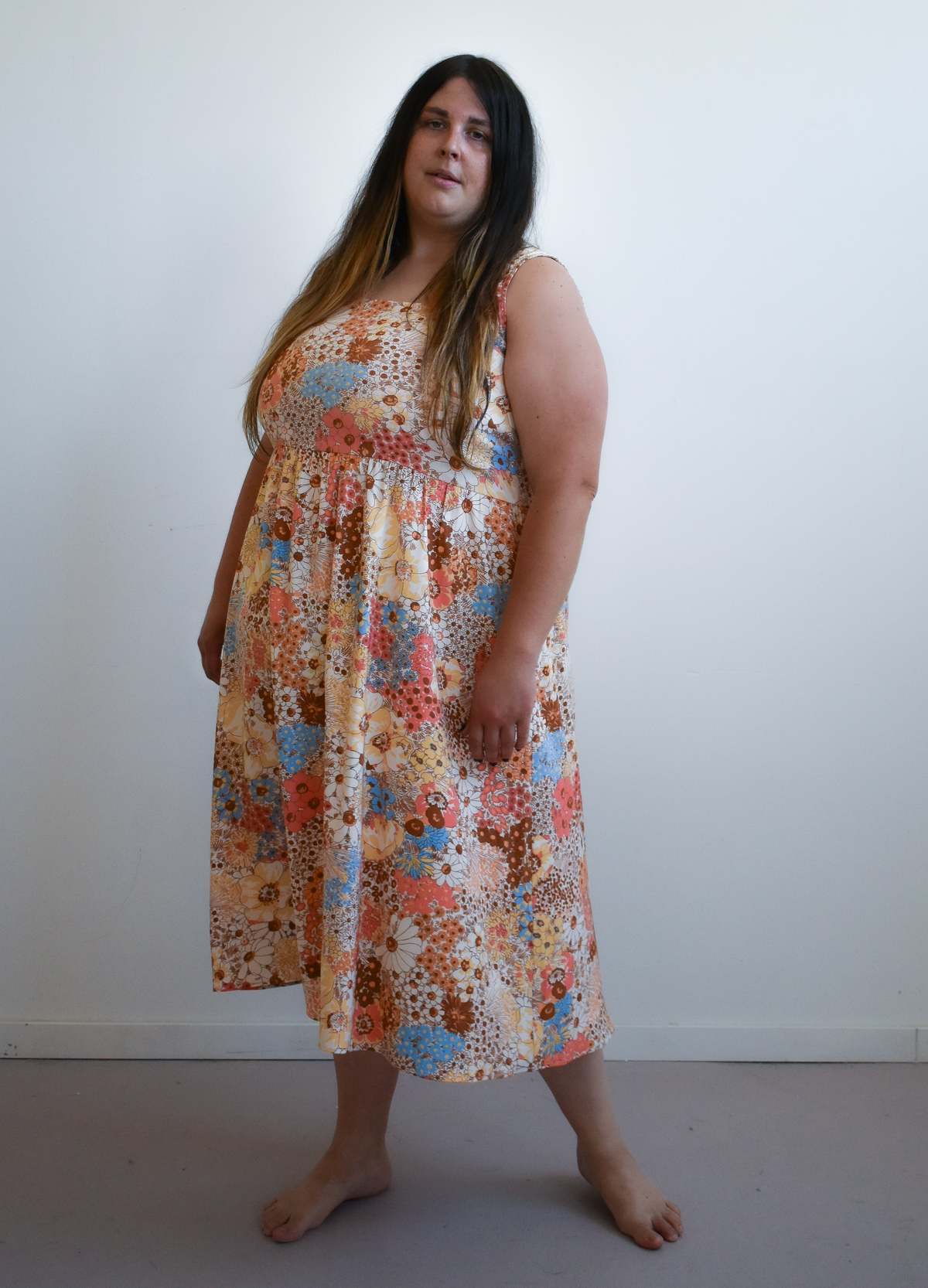 Altar Houseline Gwendolyn Dress - 70s Saffron Floral | Garmentory