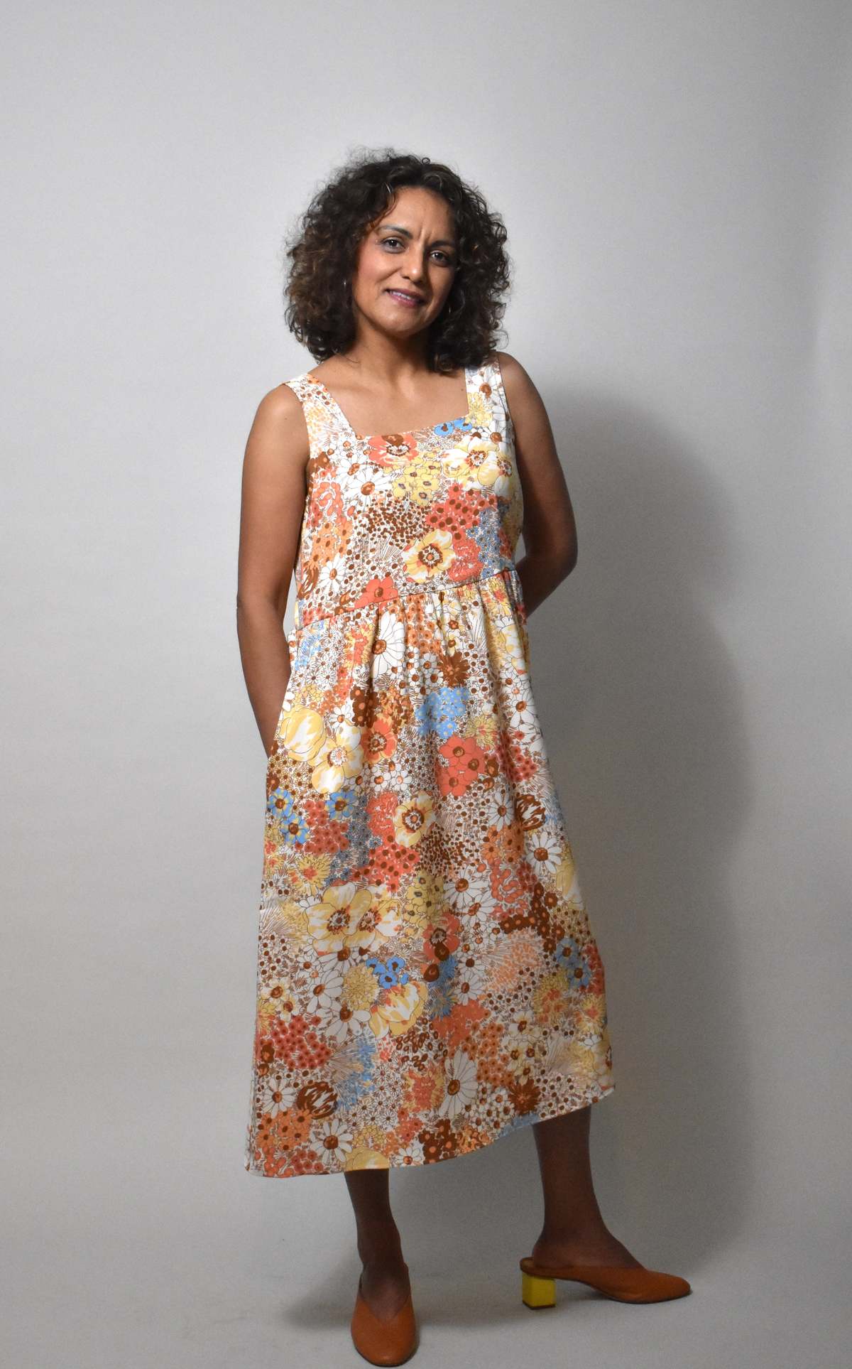 Altar Houseline Gwendolyn Dress - 70s Saffron Floral | Garmentory