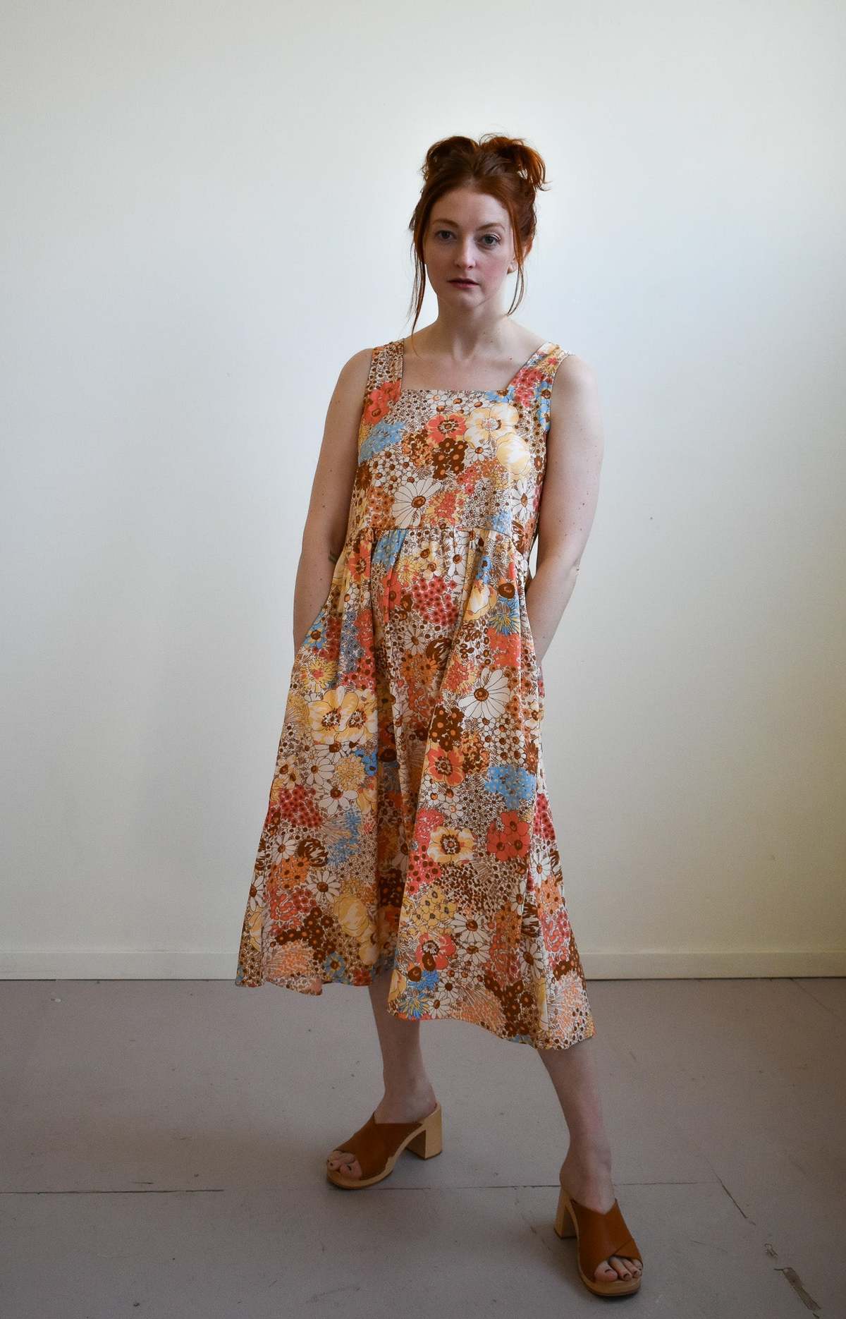 Altar Houseline Gwendolyn Dress - 70s Saffron Floral | Garmentory