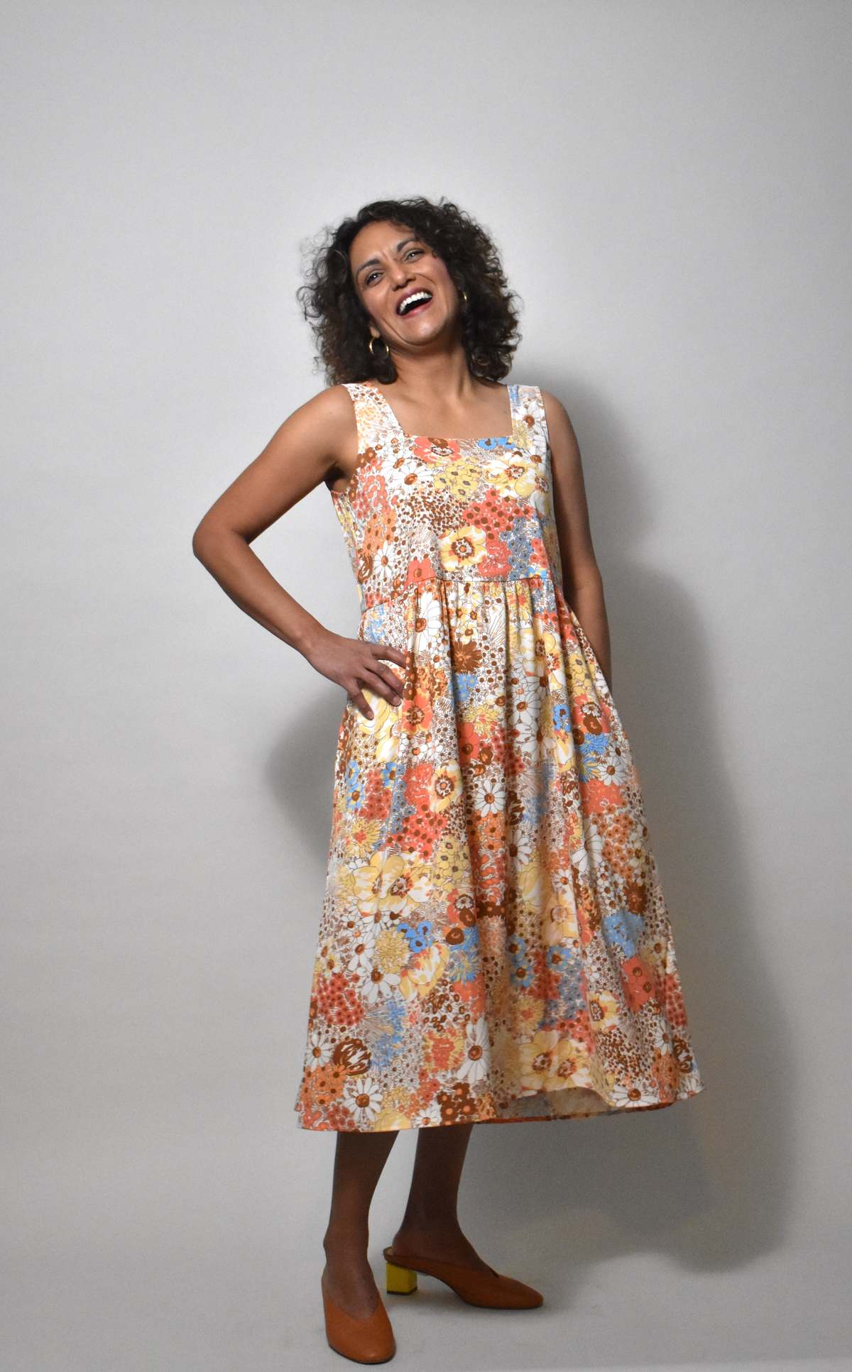 Altar Houseline Gwendolyn Dress - 70s Saffron Floral | Garmentory
