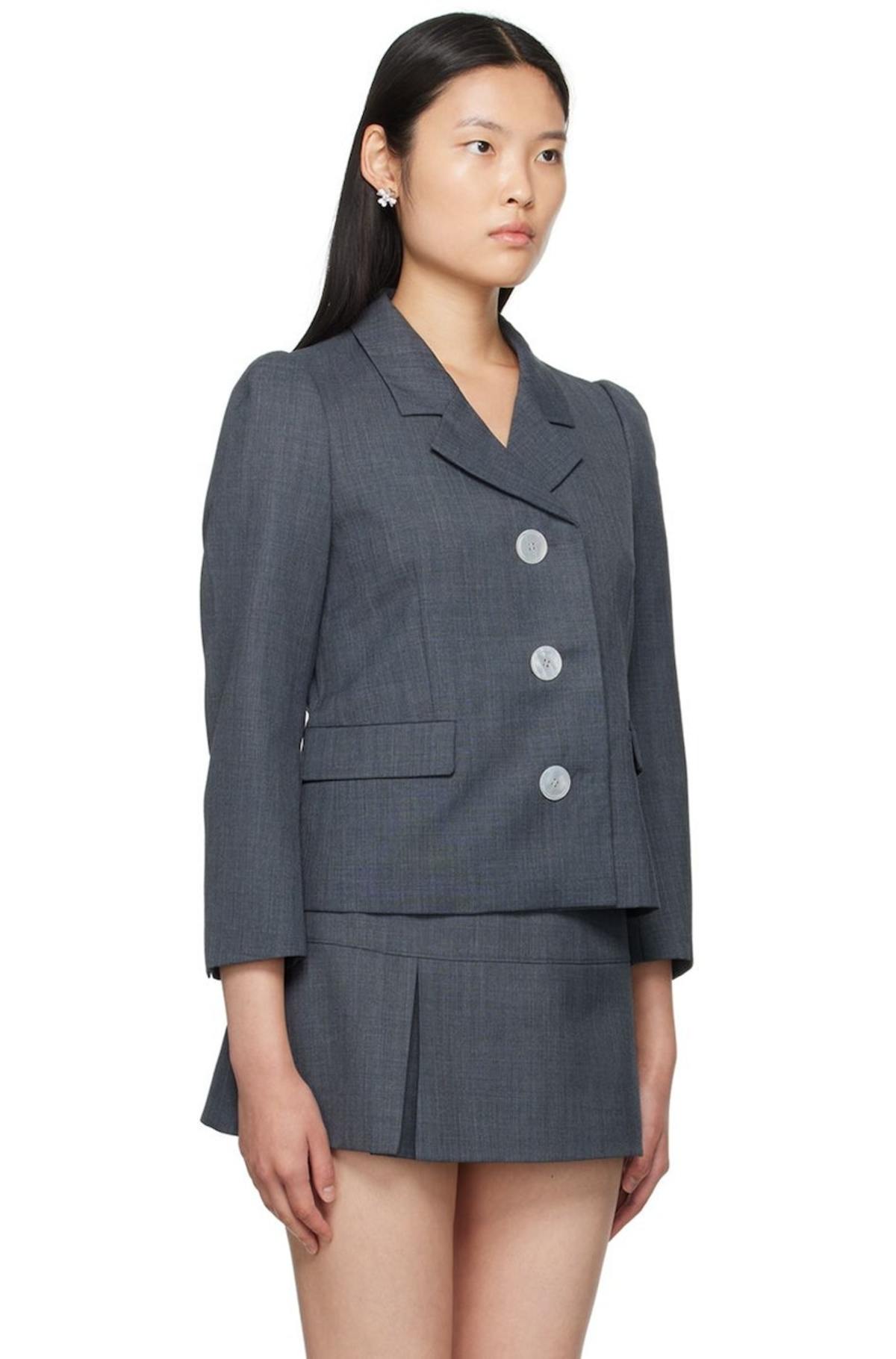 Shushu/Tong Gray Double-Breasted Blazer | Garmentory