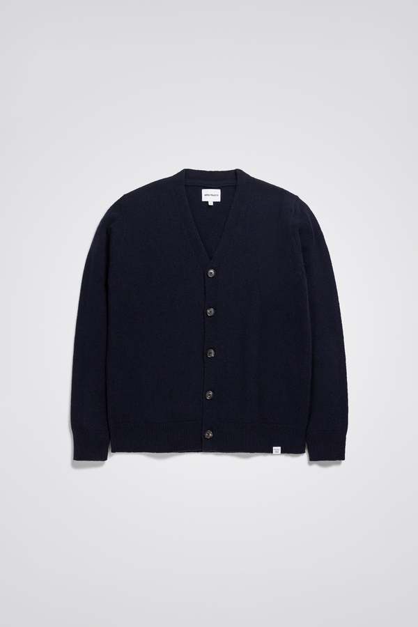 Norse Projects Adam Merino Lambswool Cardigan - Dark Navy | Garmentory