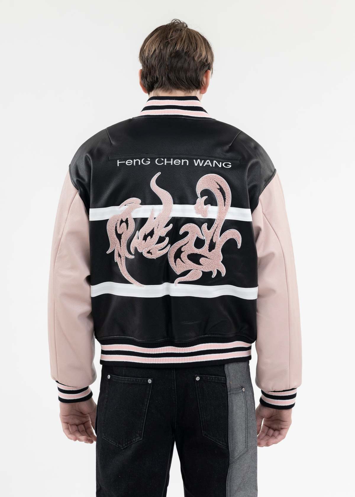 Feng Chen Wang Bomber Jacket With Phoenix Embroidery - Black/Pink ...