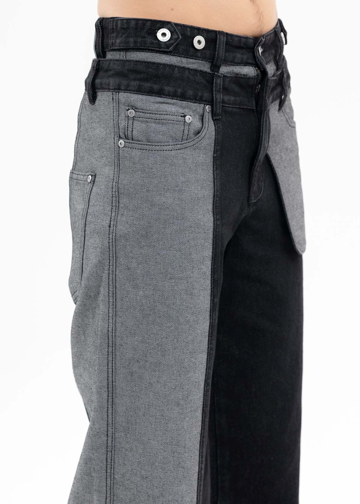 Feng Chen Wang Inside-out Jeans Trousers - Black | Garmentory