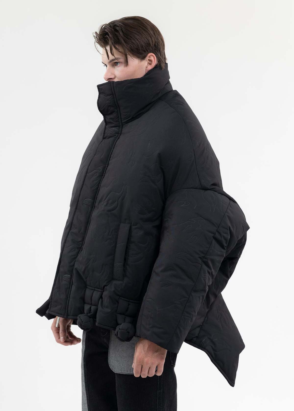 Feng Chen Wang Quilted Phoenix Upside Down Jacket - Black | Garmentory