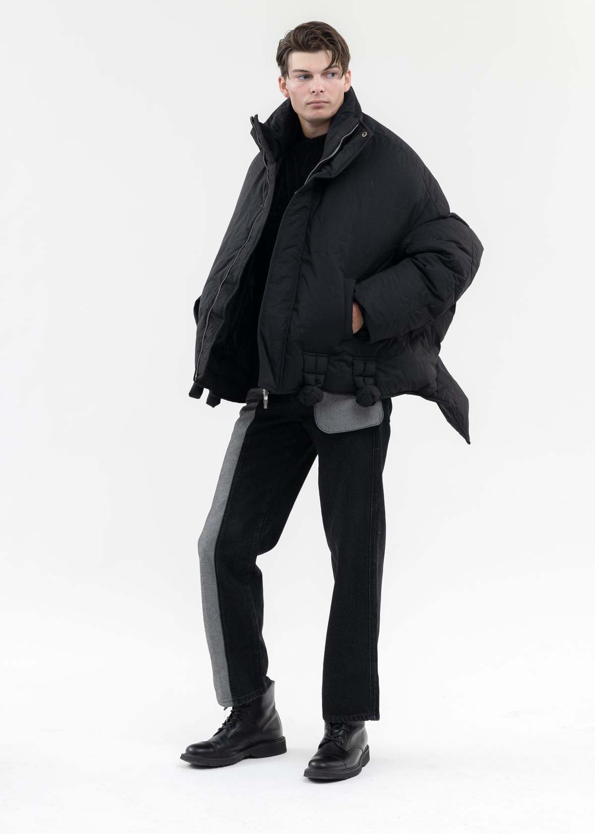 Feng Chen Wang Quilted Phoenix Upside Down Jacket - Black | Garmentory