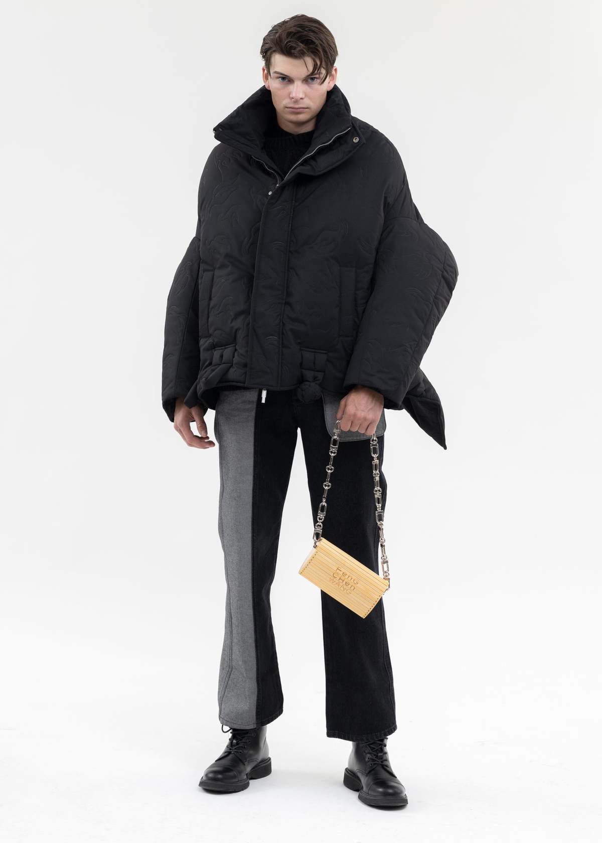 Feng Chen Wang Quilted Phoenix Upside Down Jacket - Black | Garmentory