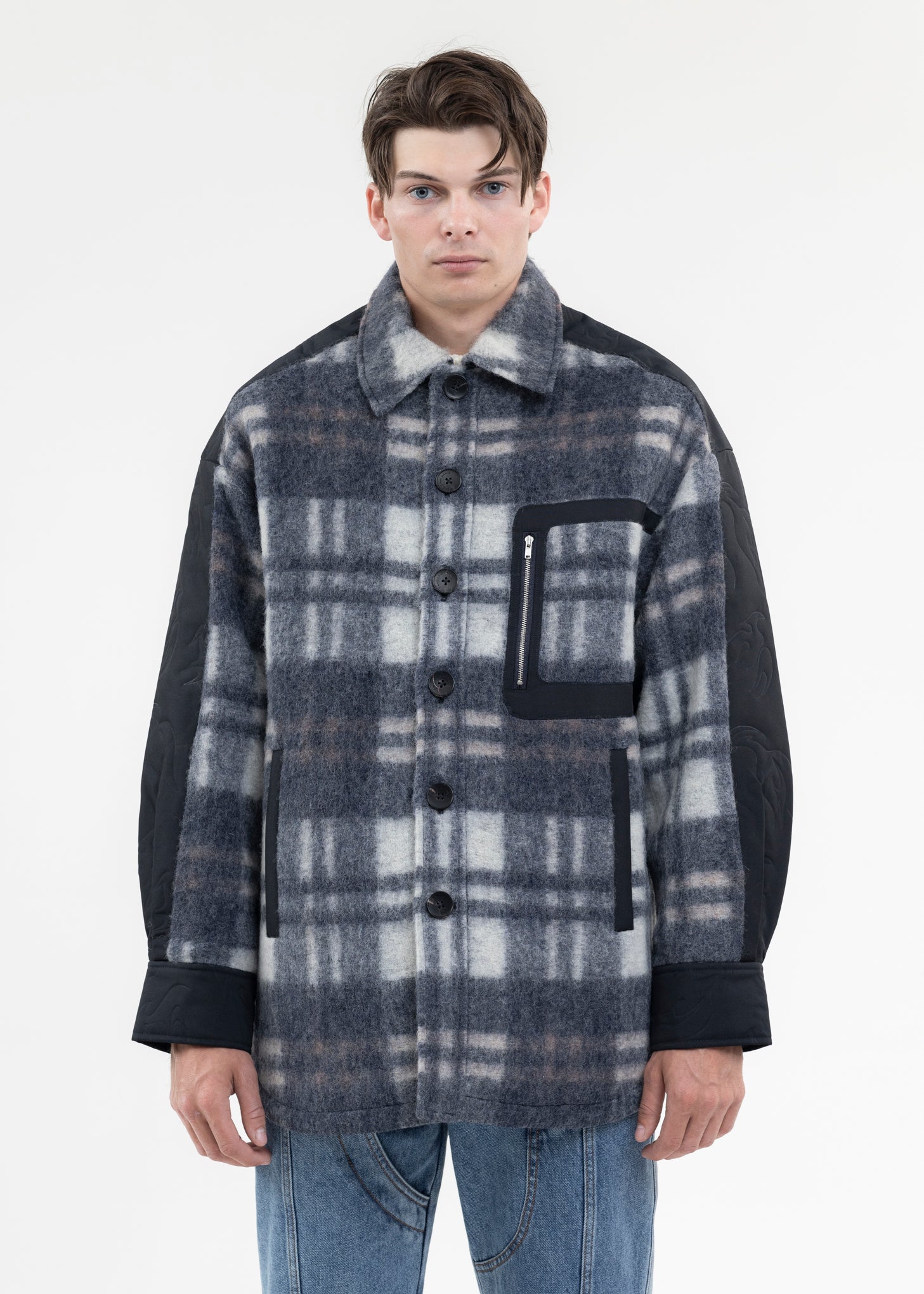 Feng Chen Wang Flannel Shirt With Quilt Phoenix - Navy Multi | Garmentory
