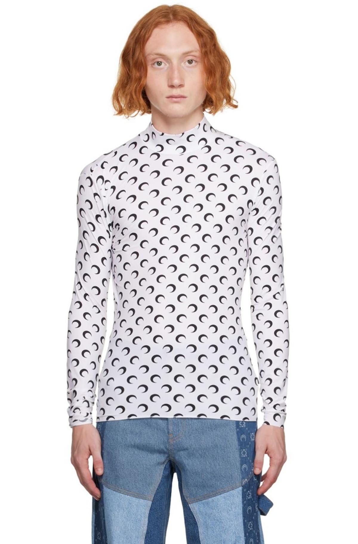 Marine Serre White Second Skin Turtleneck | Garmentory