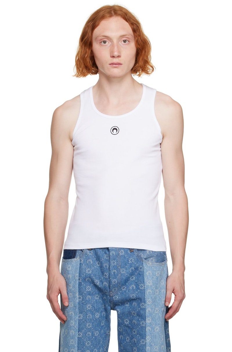 Marine Serre White Embroidered Tank Top | Garmentory