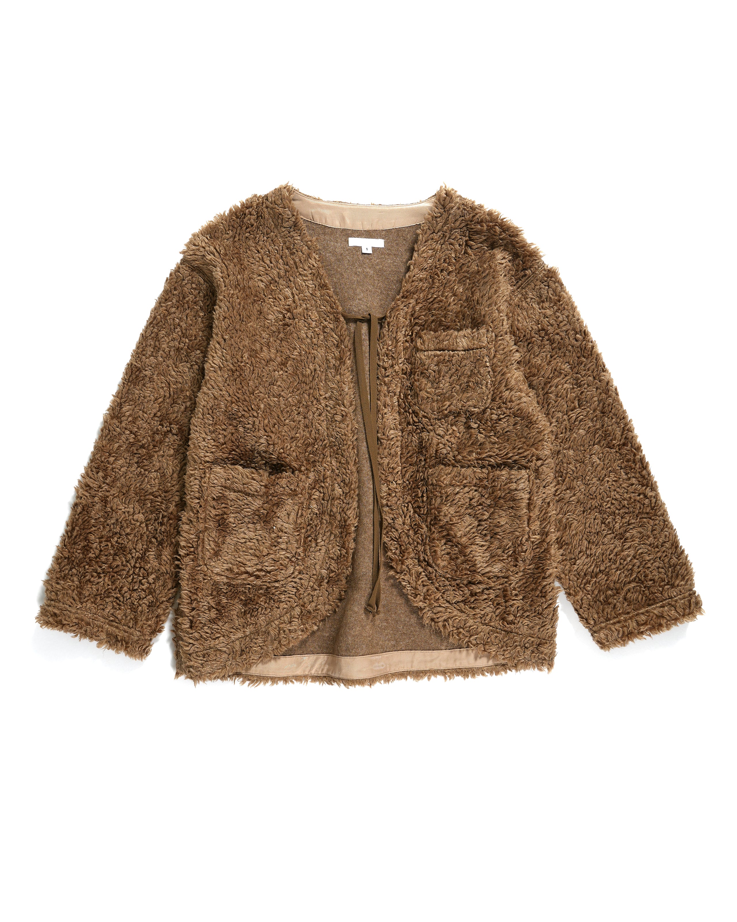 Engineered Garments Acrylic Curly Fur Cutaway Jacket - Brown | Garmentory
