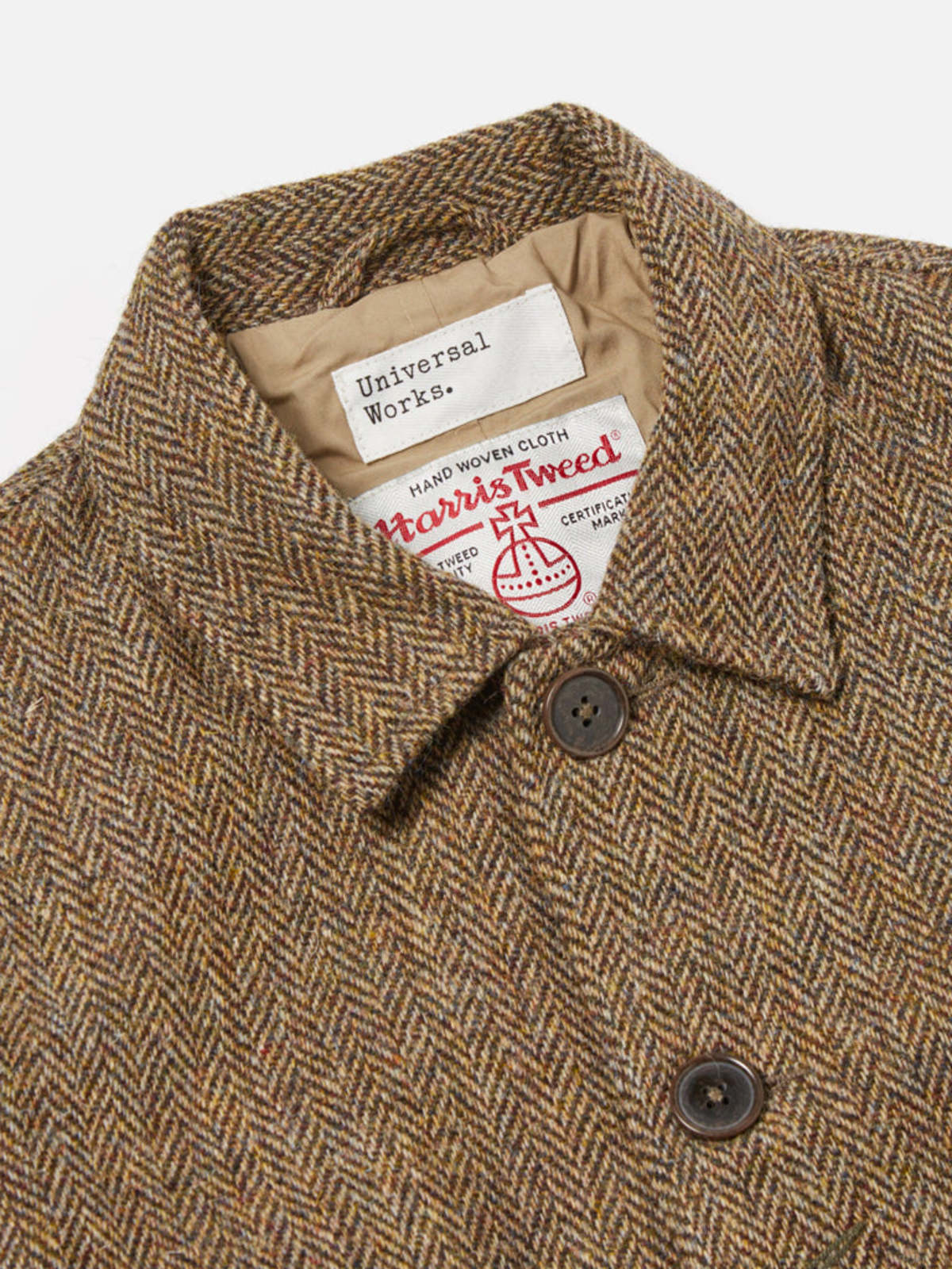 Universal Works Harris Tweed Bakers Jacket - Brown Herringbone | Garmentory