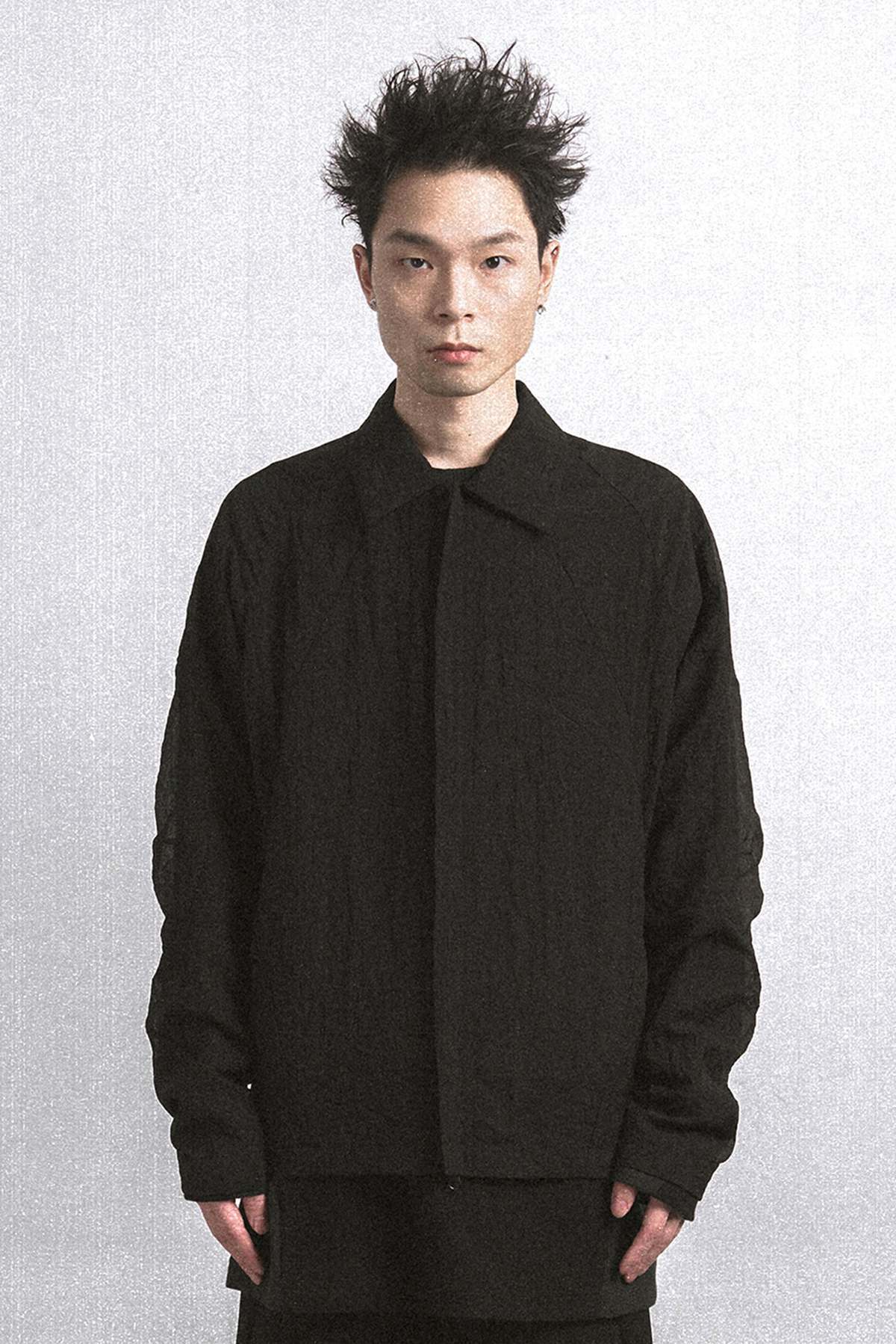 Attempt Cocoon Shape Translucent Jacket - Black | Garmentory