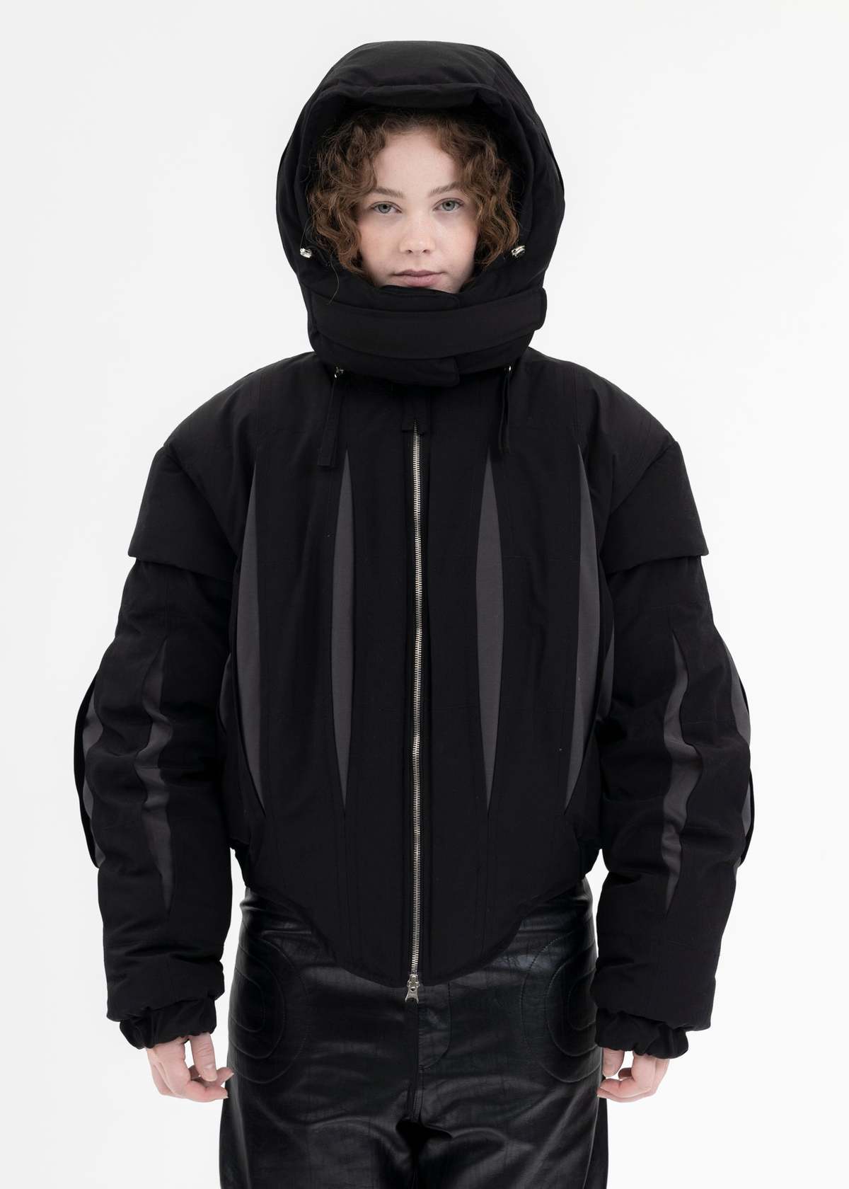 JUNTAE KIM SLASHED DOUBLET PUFFER JACKET - BLACK | Garmentory