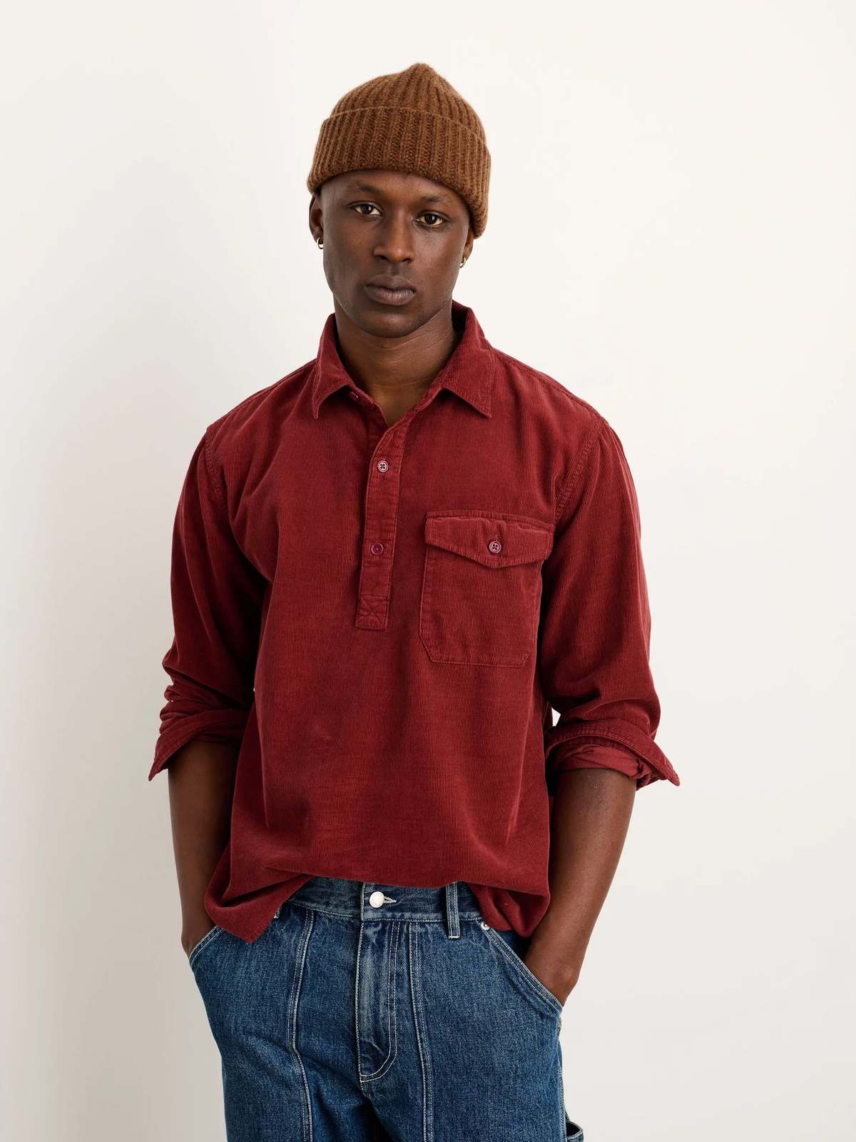 Alex Mill Popover Shirt Fine Wale Corduroy- Dark Currant | Garmentory