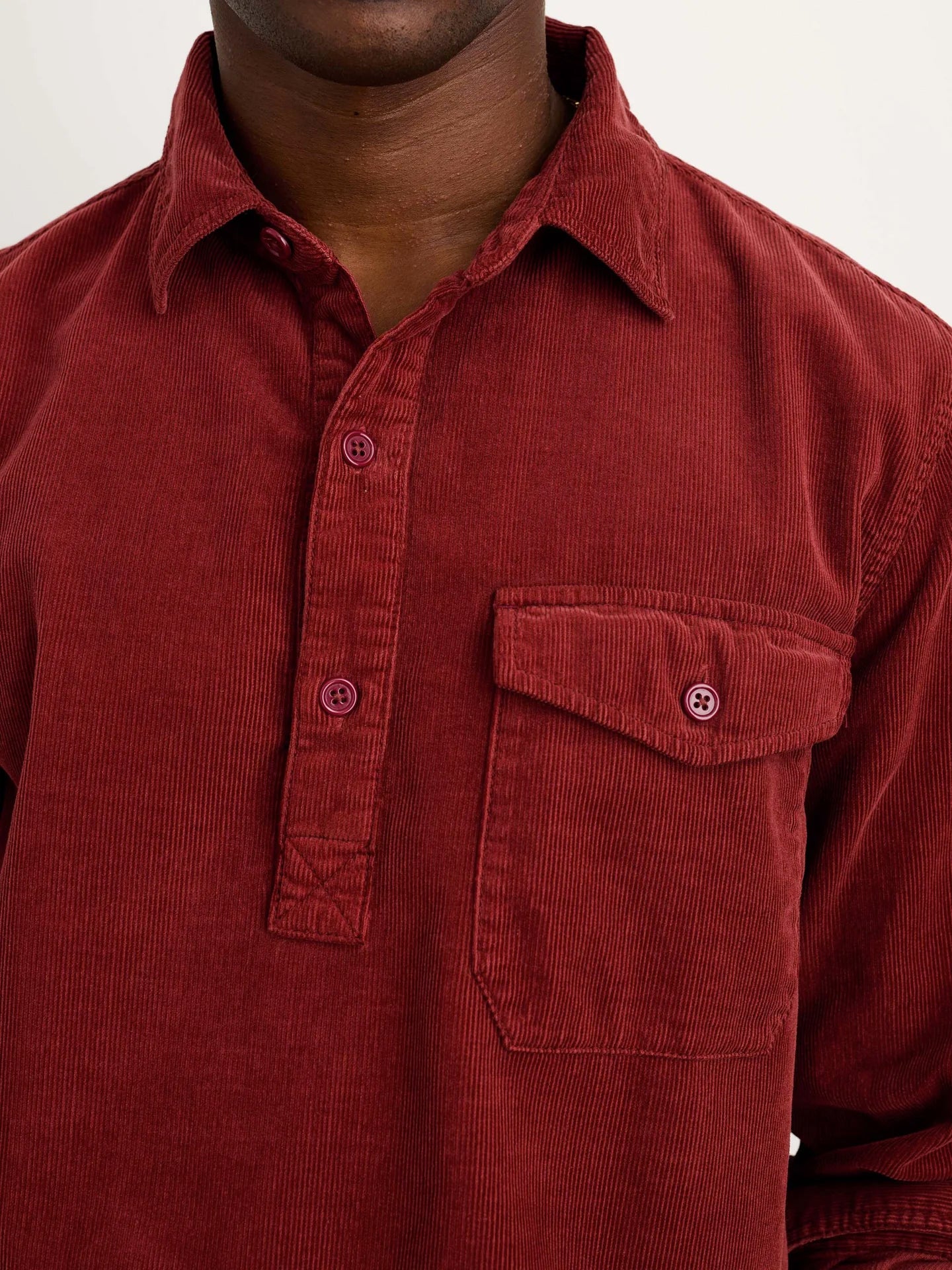 Alex Mill Popover Shirt Fine Wale Corduroy- Dark Currant | Garmentory