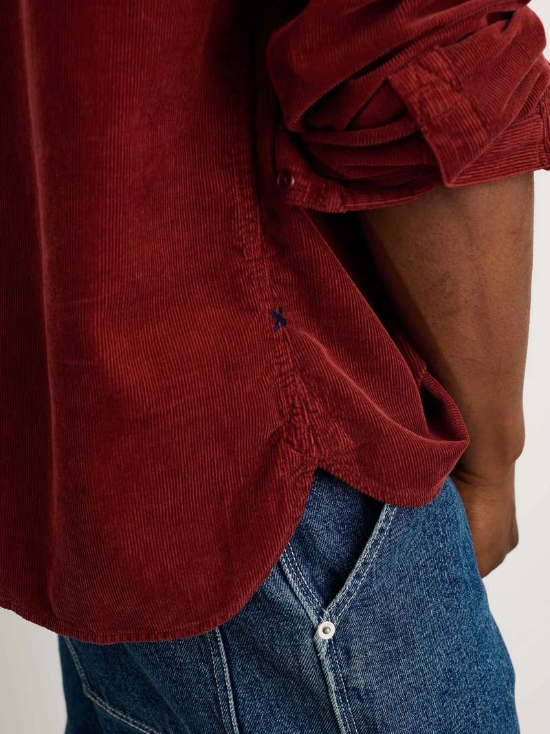 Alex Mill Popover Shirt Fine Wale Corduroy- Dark Currant | Garmentory