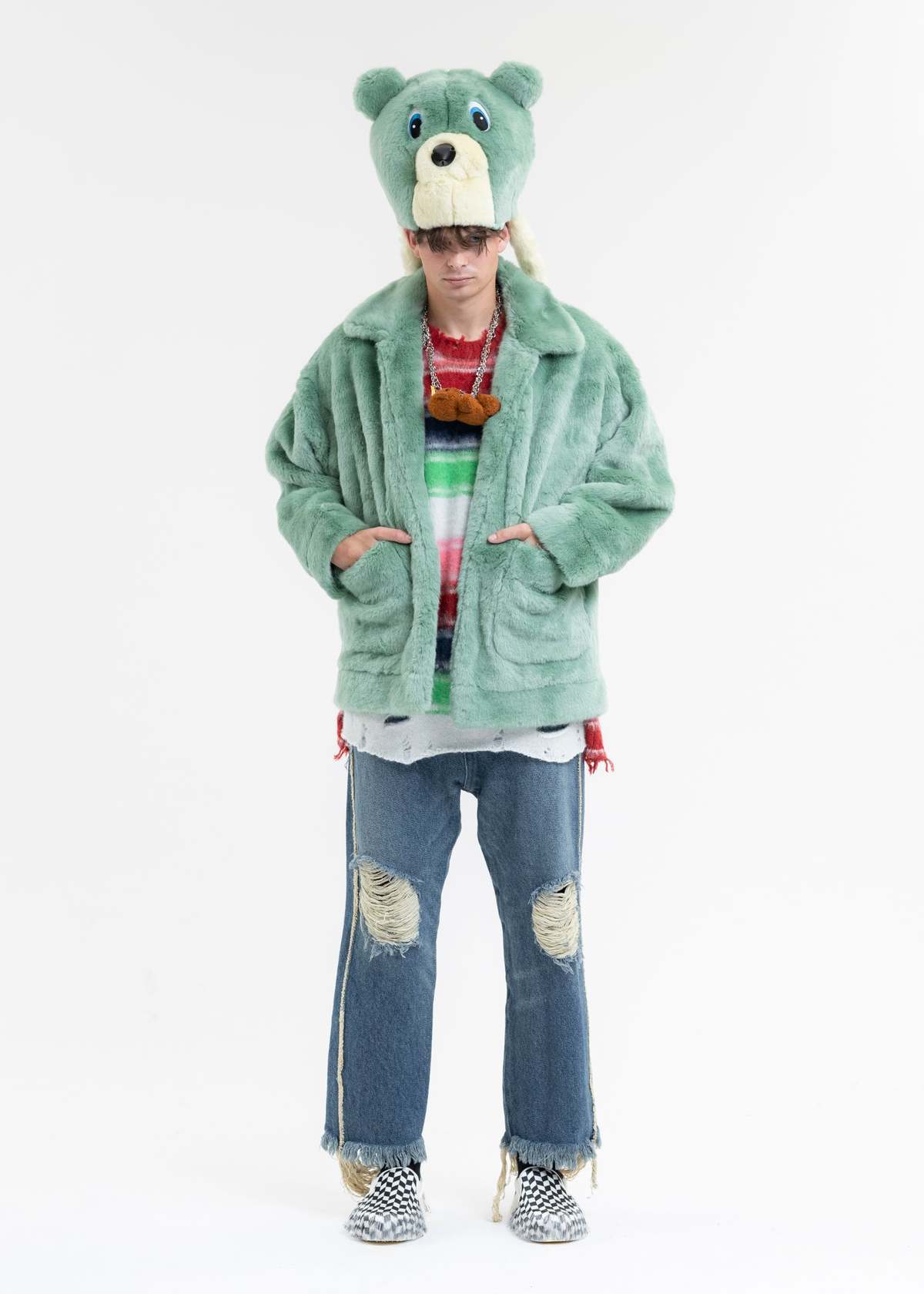 Doublet BLUE AND PAINTED FUR JACKET - BEAR | Garmentory