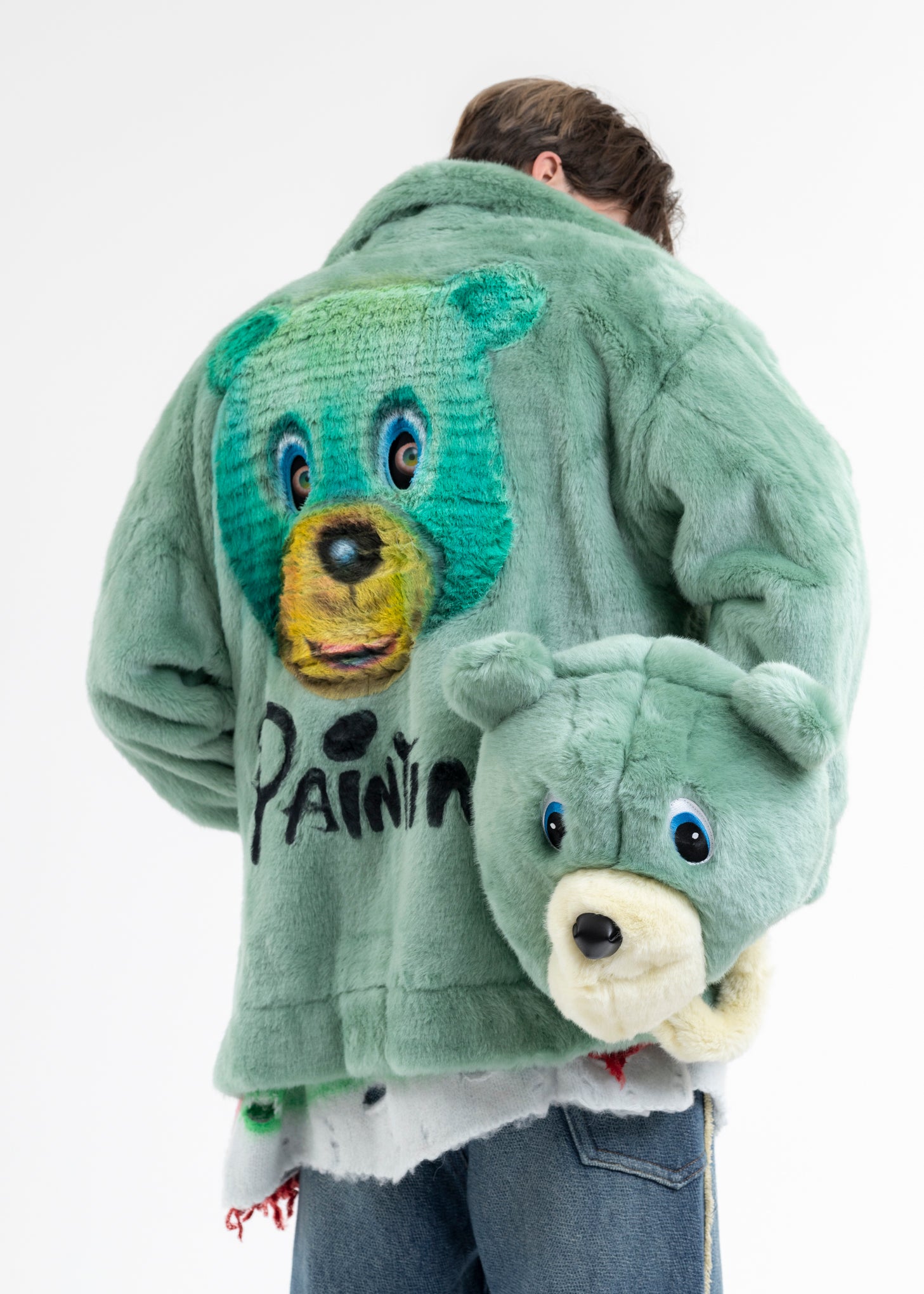 Doublet BLUE AND PAINTED FUR JACKET - BEAR | Garmentory
