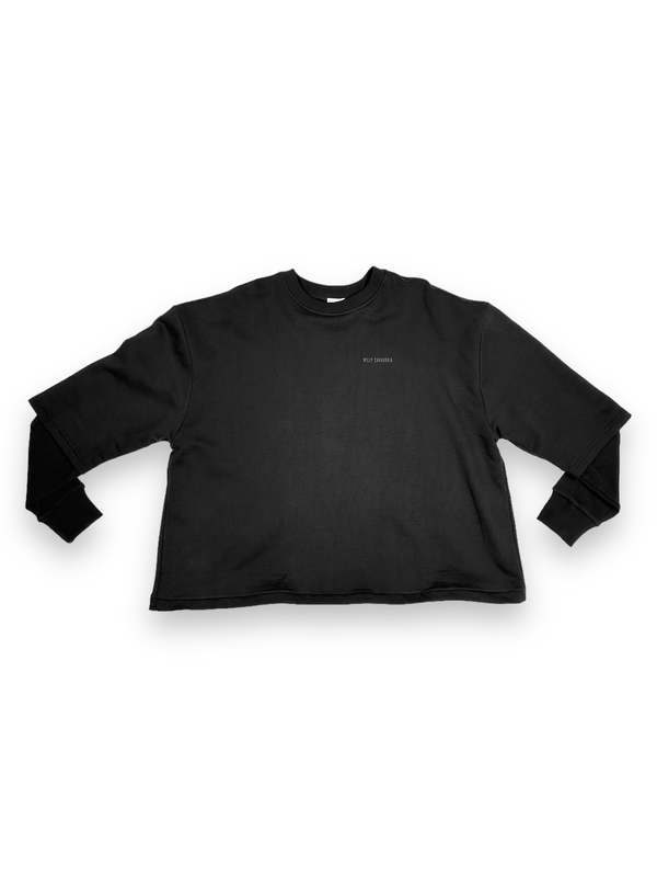 Willy Chavarria WAFFLE LS BUFFALO TEE - Black | Garmentory