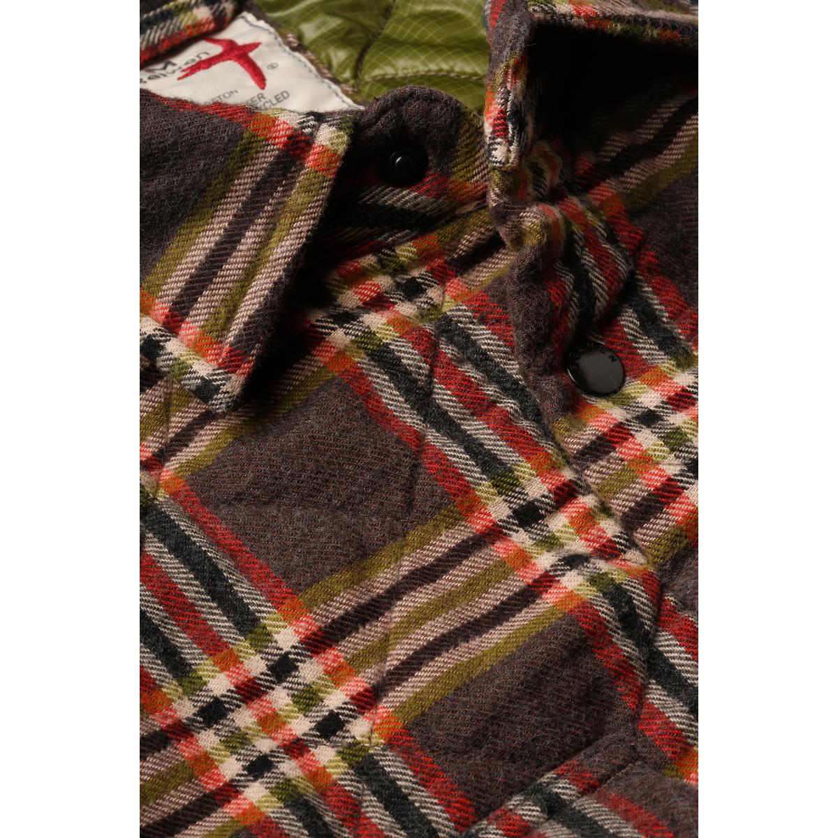 Relwen Quilted Flannel Shirt Jacket - Charcoal Brown Plaid | Garmentory