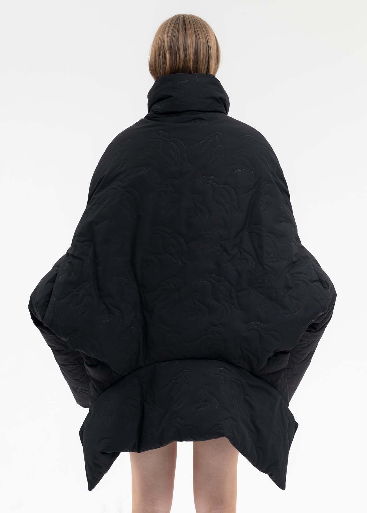 Feng Chen Wang UPSIDE DOWN JACKET IN QUILTED PHOENIX - BLACK | Garmentory