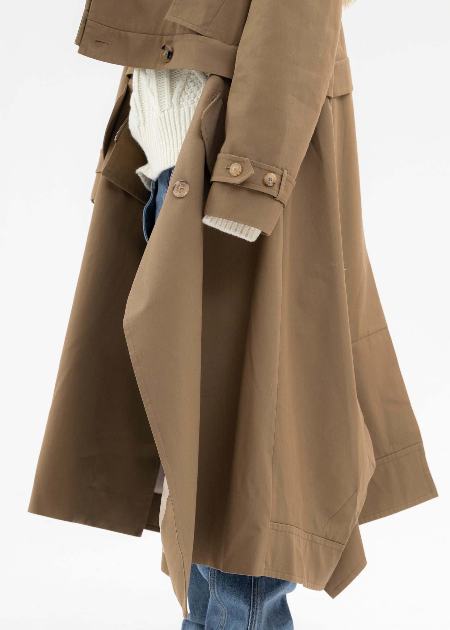 Feng Chen Wang DETACHABLE TRENCH COAT - KHAKI | Garmentory